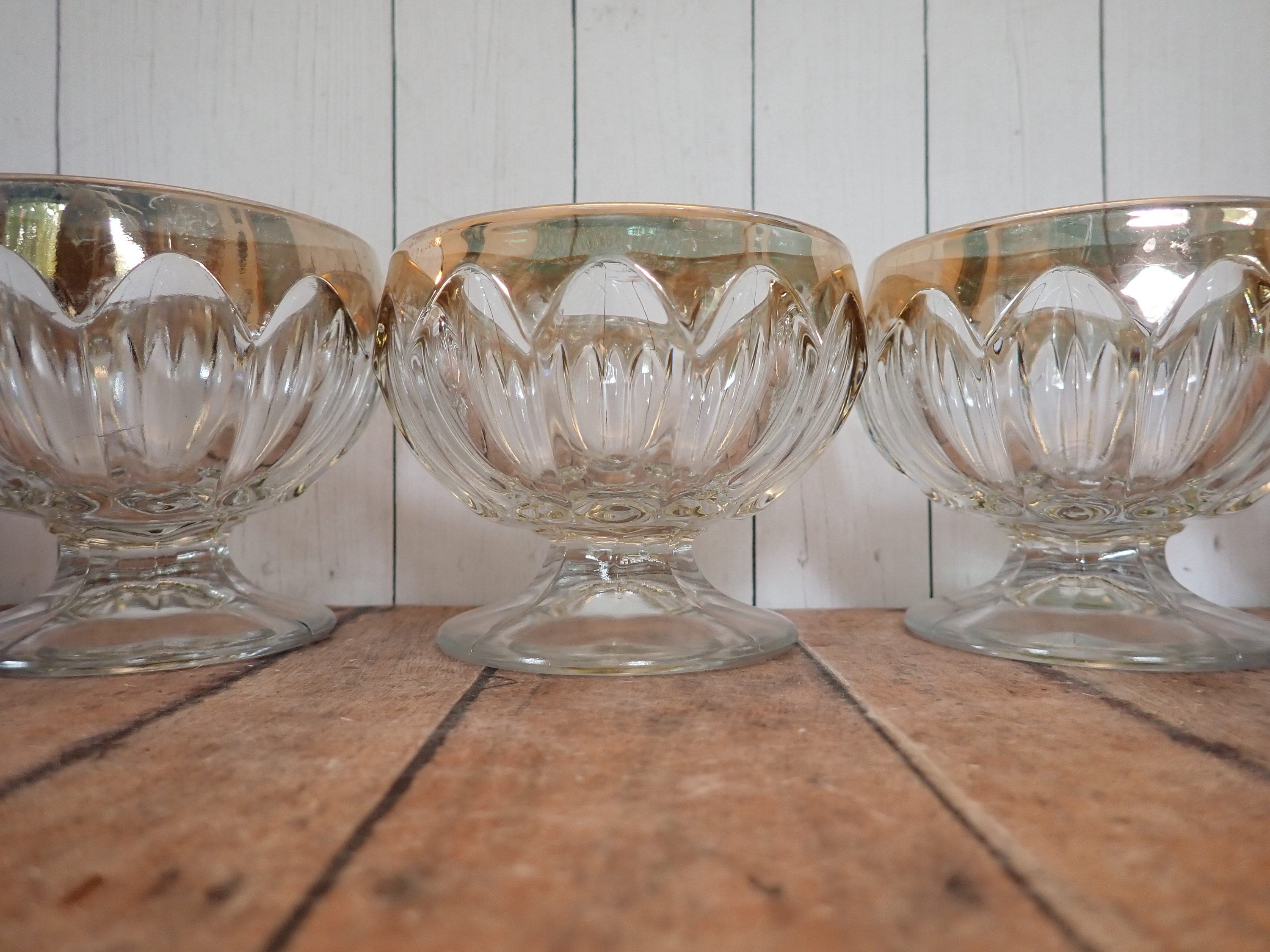 Vintage Clear Glass Sherbet with Silver Flashed Rim Set of 5 Champagne ...