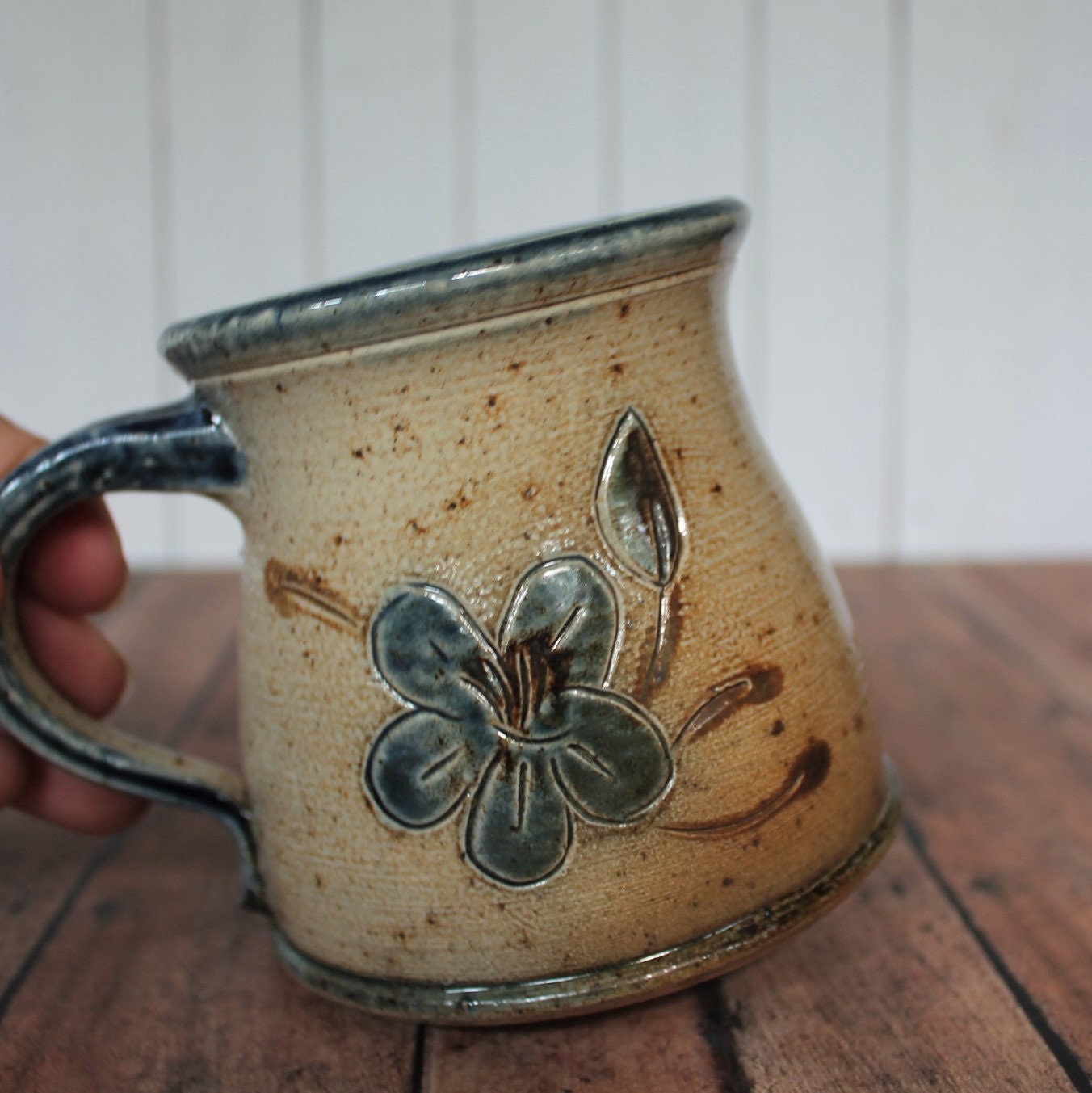 Vintage Scipio Creek Pottery Salt Glazed Stoneware Mug with Floral ...