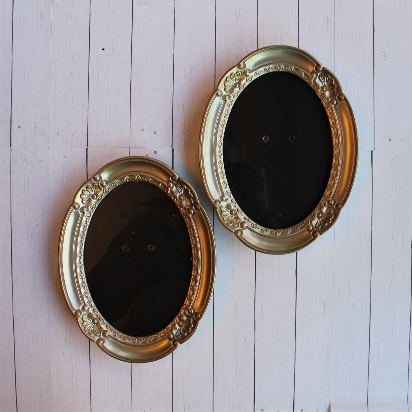 Vintage Oval 5x7 Picture Photo Frame Set of 2 Silver Gray Frames with ...