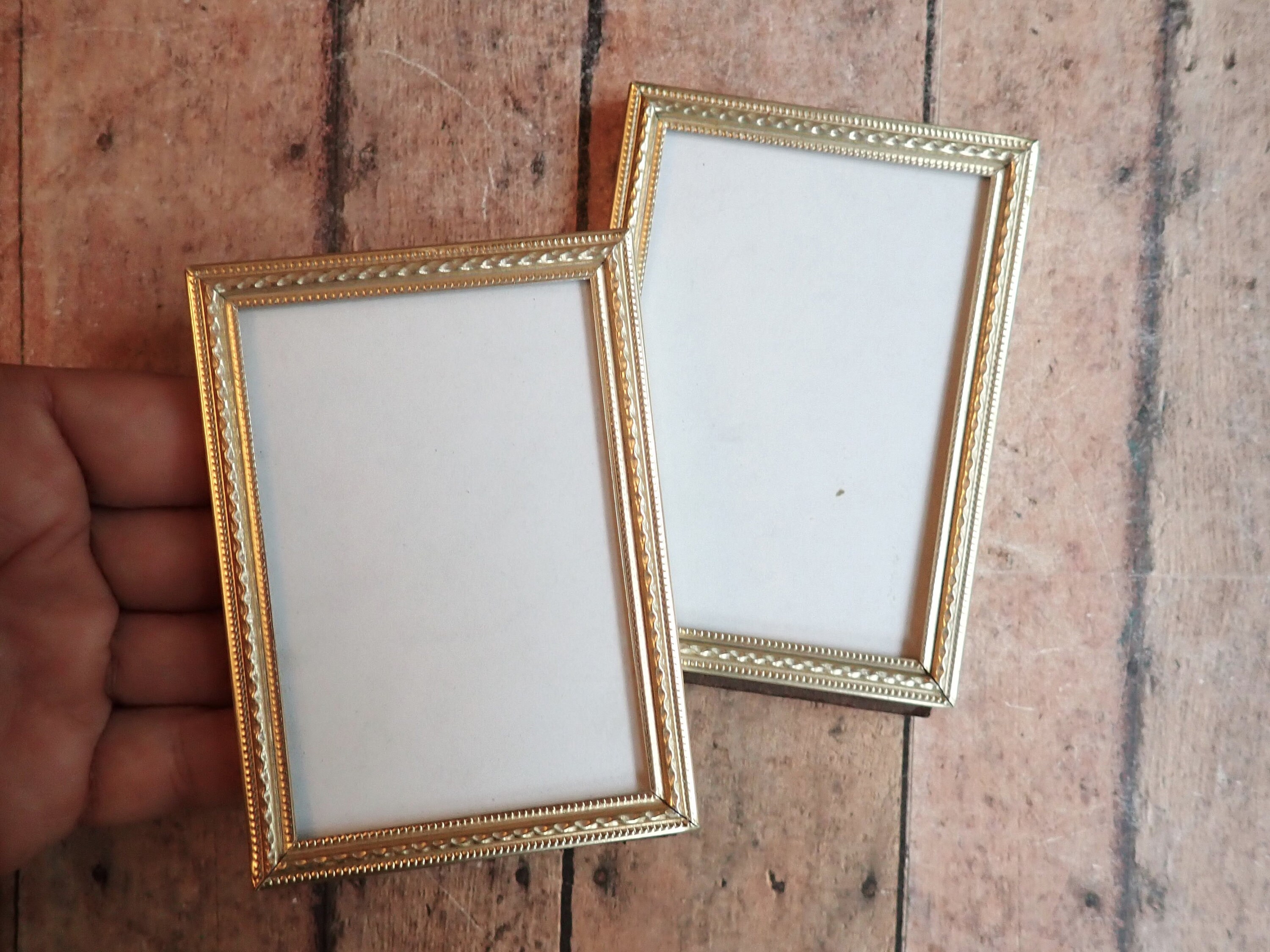 Vintage 2x3 Silver Metal Photo Picture Frame Set of 2 Matching Frames ...