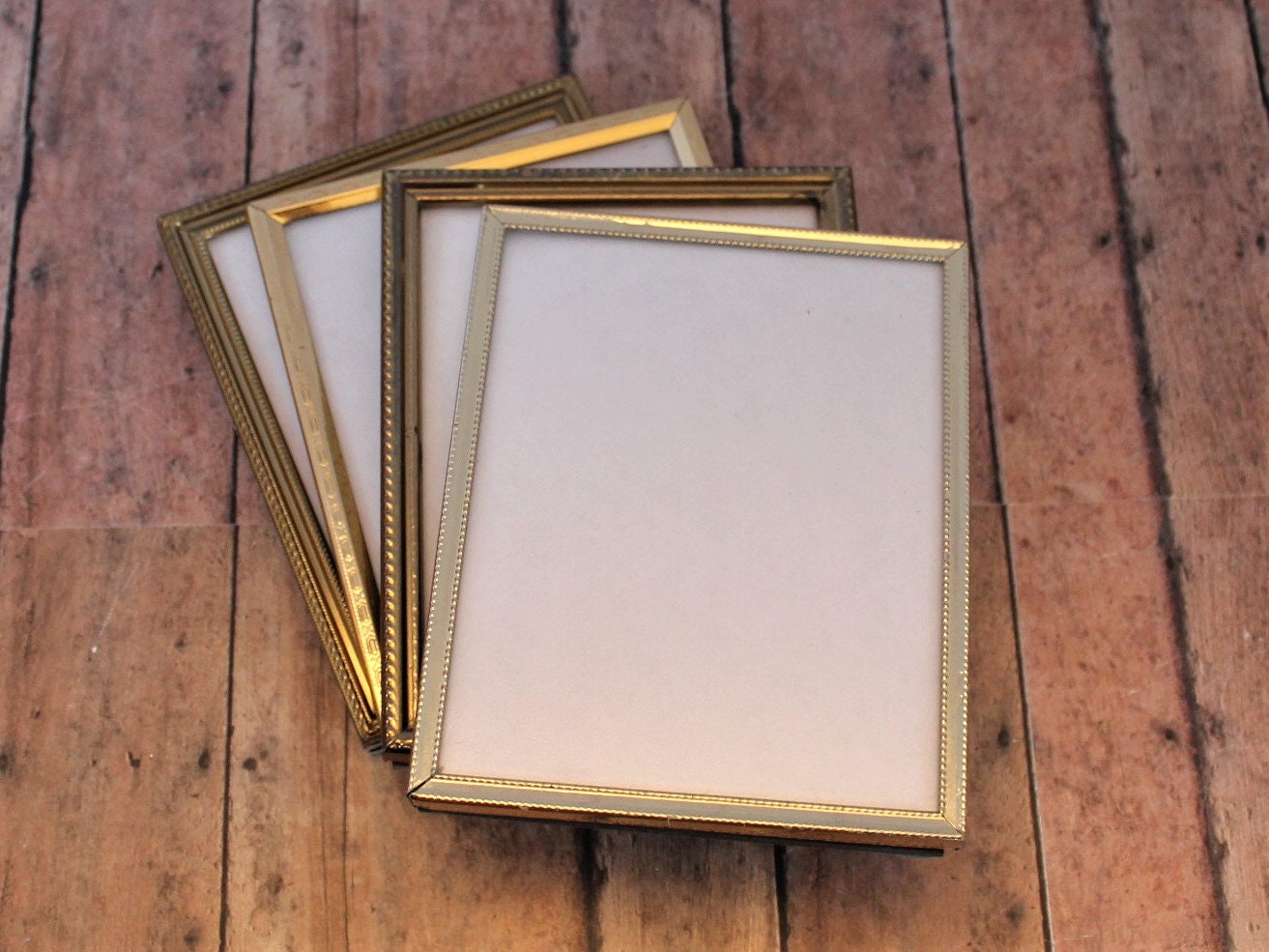Vintage 4x5 Metal Gold Brass Colored Photo Picture Frame Set of 4 ...