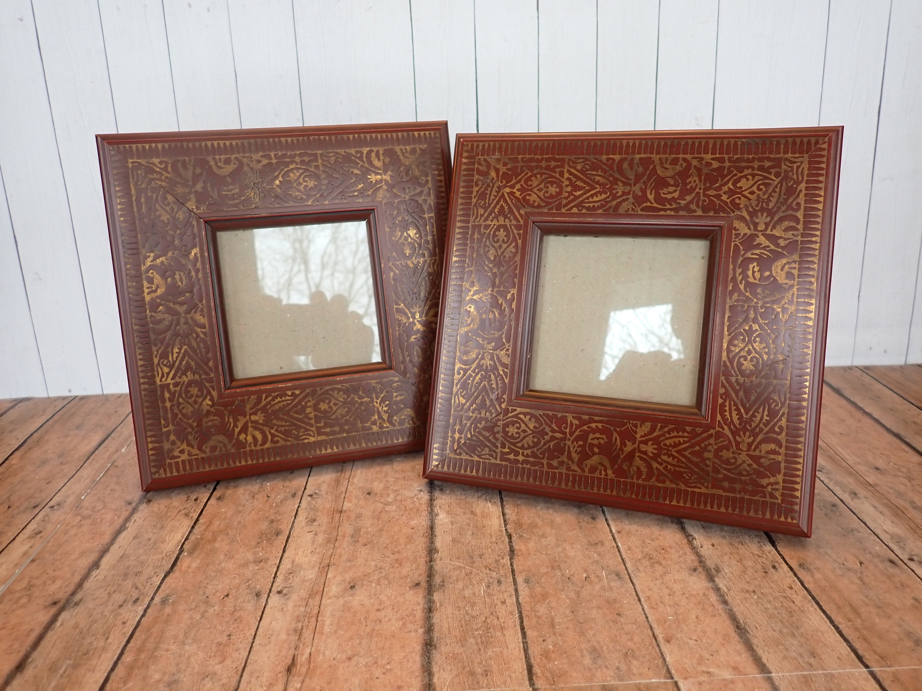 Vintage Wooden Photo Picture Frame 4x4 Set of 2 Matching Frames Red ...