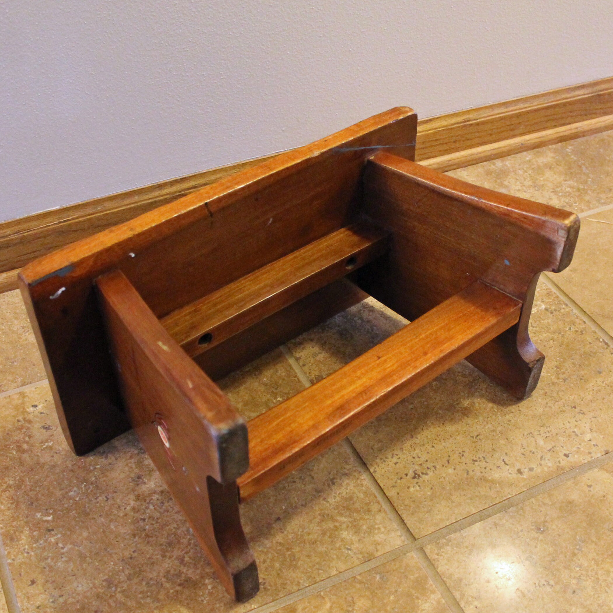 Vintage Wooden Hand Made Step Stool Bench with Painted Rosemaling ...