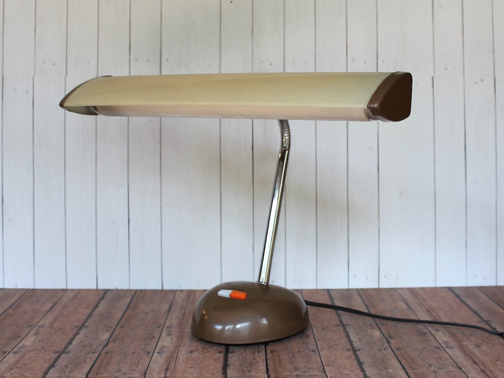 Vintage Brown and Tan Metal Desk Task Lamp Modern Retro Style Office Decor