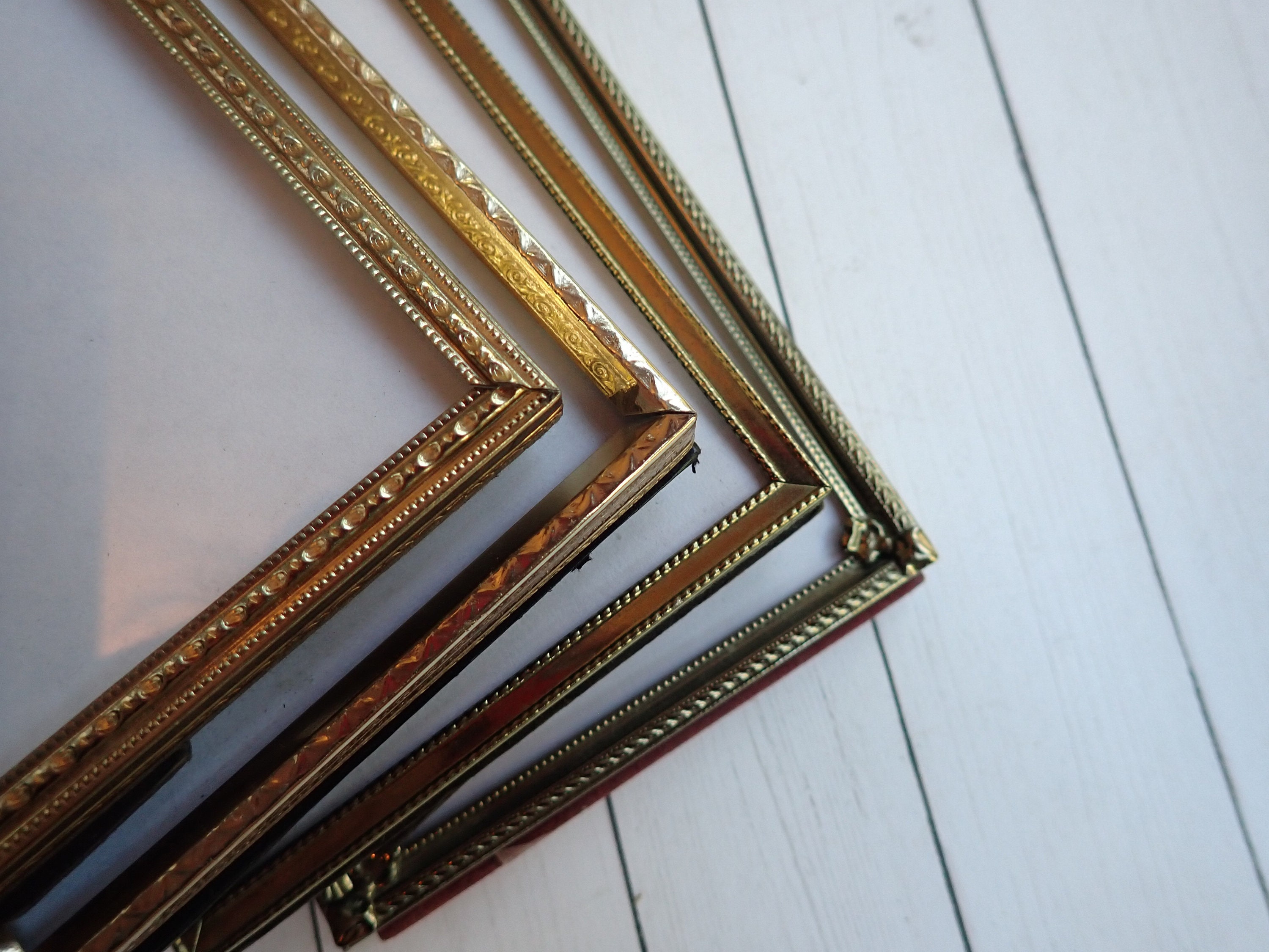 Vintage 3x5 Metal Gold Brass Colored Photo Picture Frame Set of 4 ...