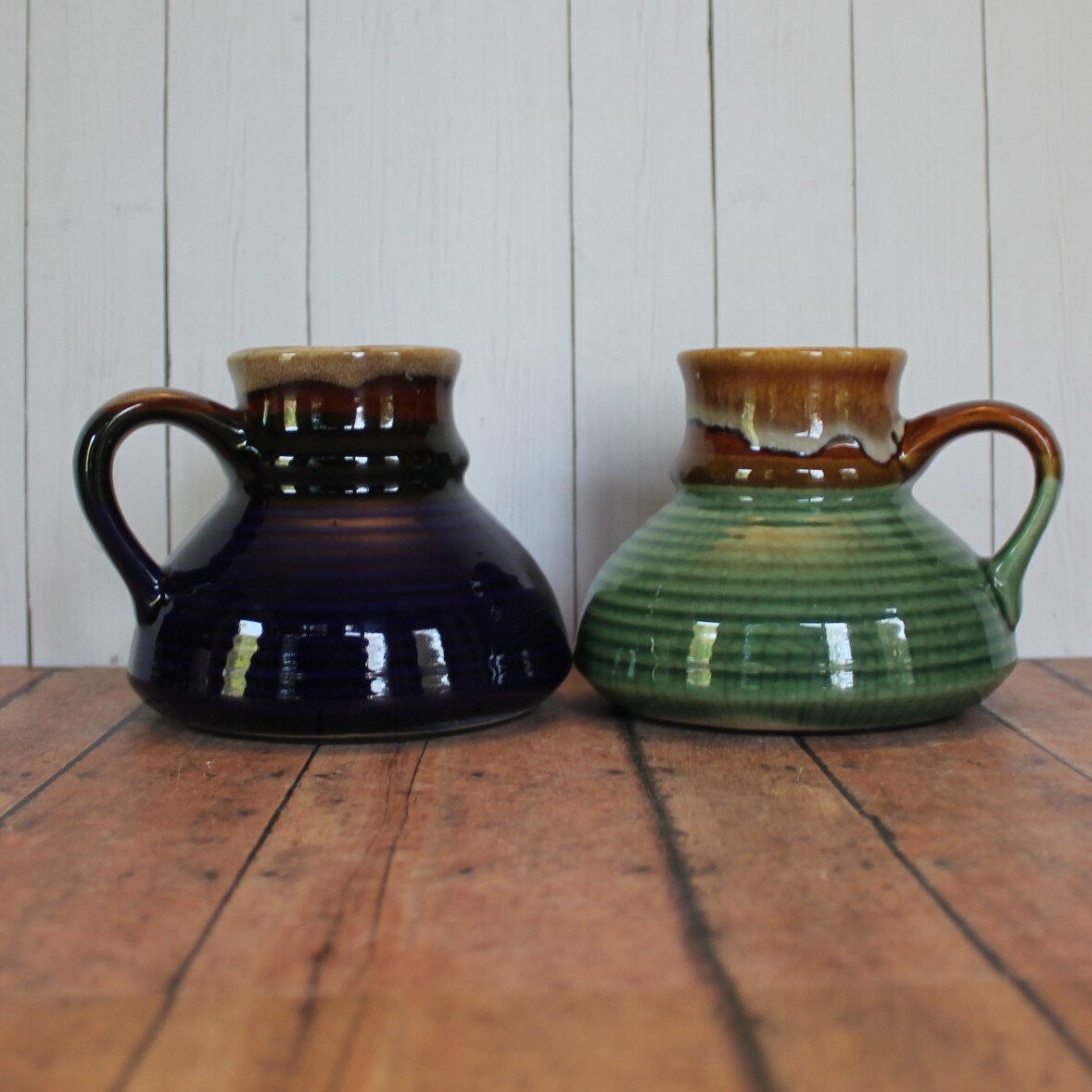 Vintage Wide Base No Spill Ceramic Stoneware Travel Mugs Set of 2 Spill ...