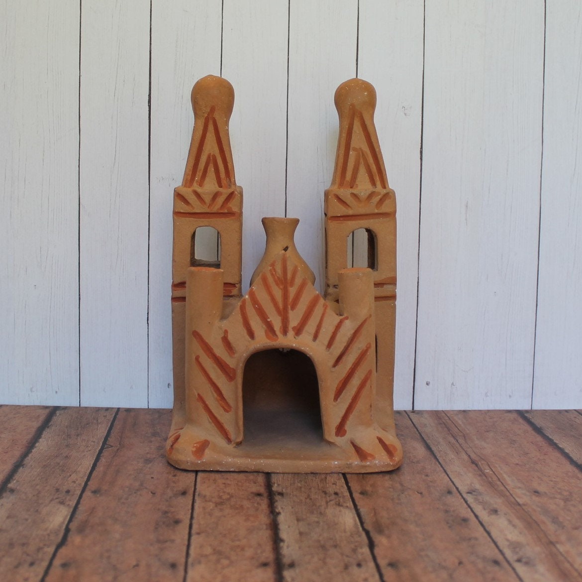 Vintage Mexican Pottery Mission Church Stoneware Folk Art Made in ...
