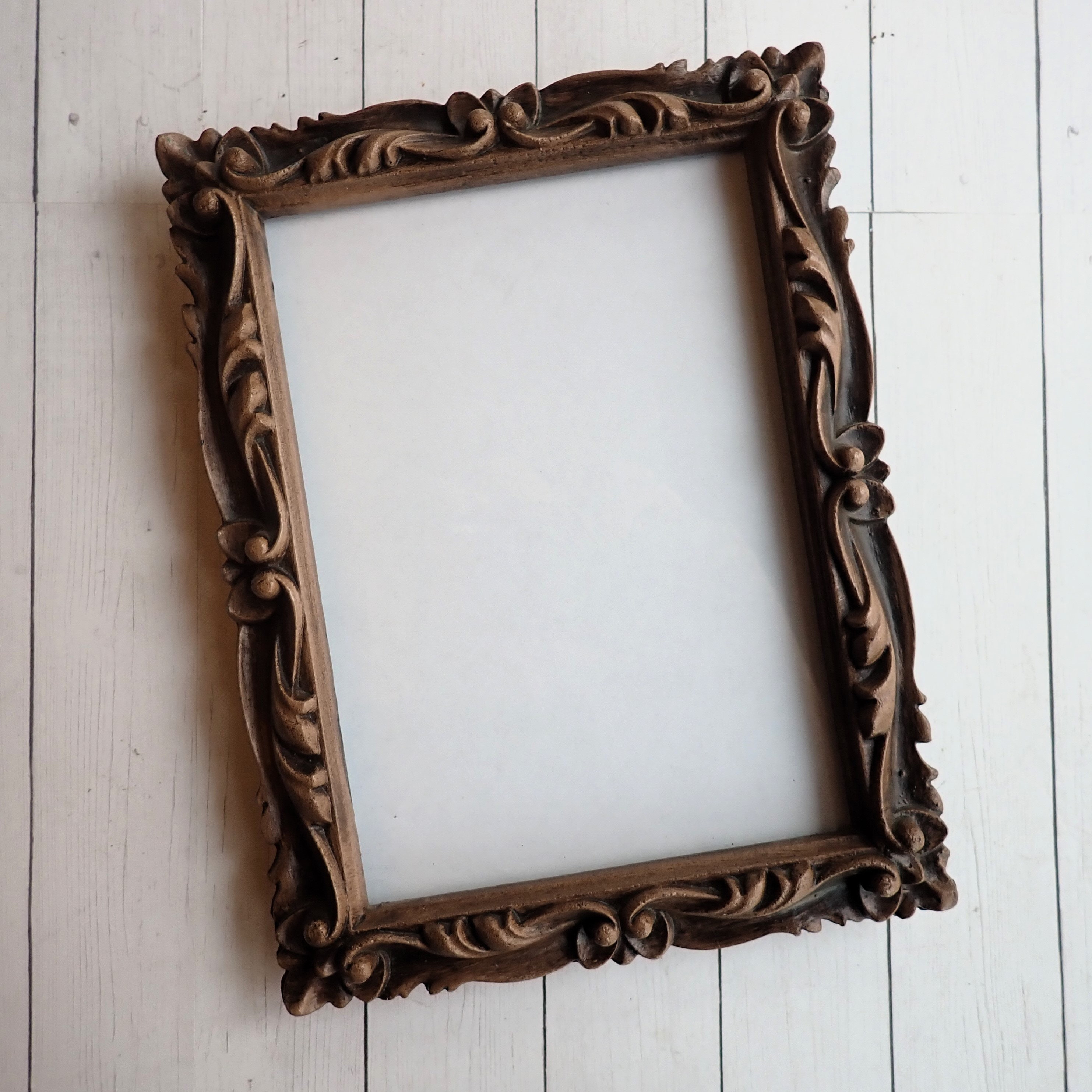 Vintage 5x7 Plastic Faux Wood Picture Photo Frame Carved Wood Look 5 x ...