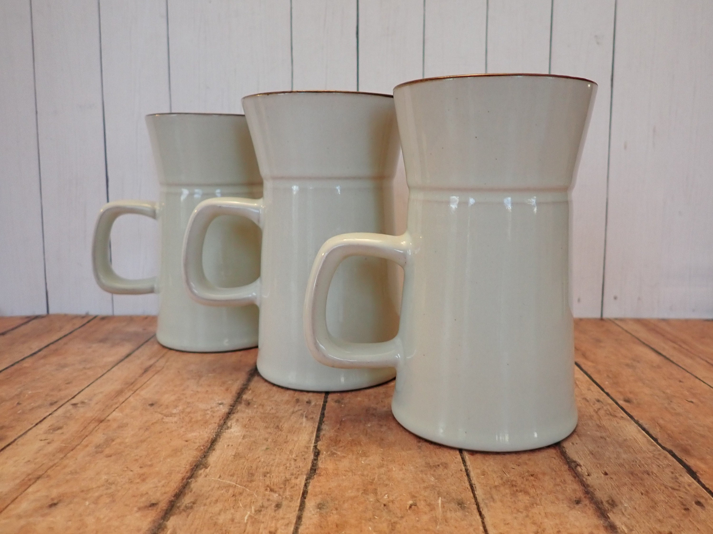 Vintage Denby SUMMIT Celadon Stoneware Grandmug Set of 3 Mugs Off White ...