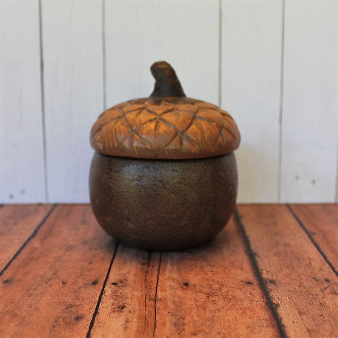 Vintage Ceramic Acorn Dish Jar with Lid Brown Ceramic Trinket Dish ...