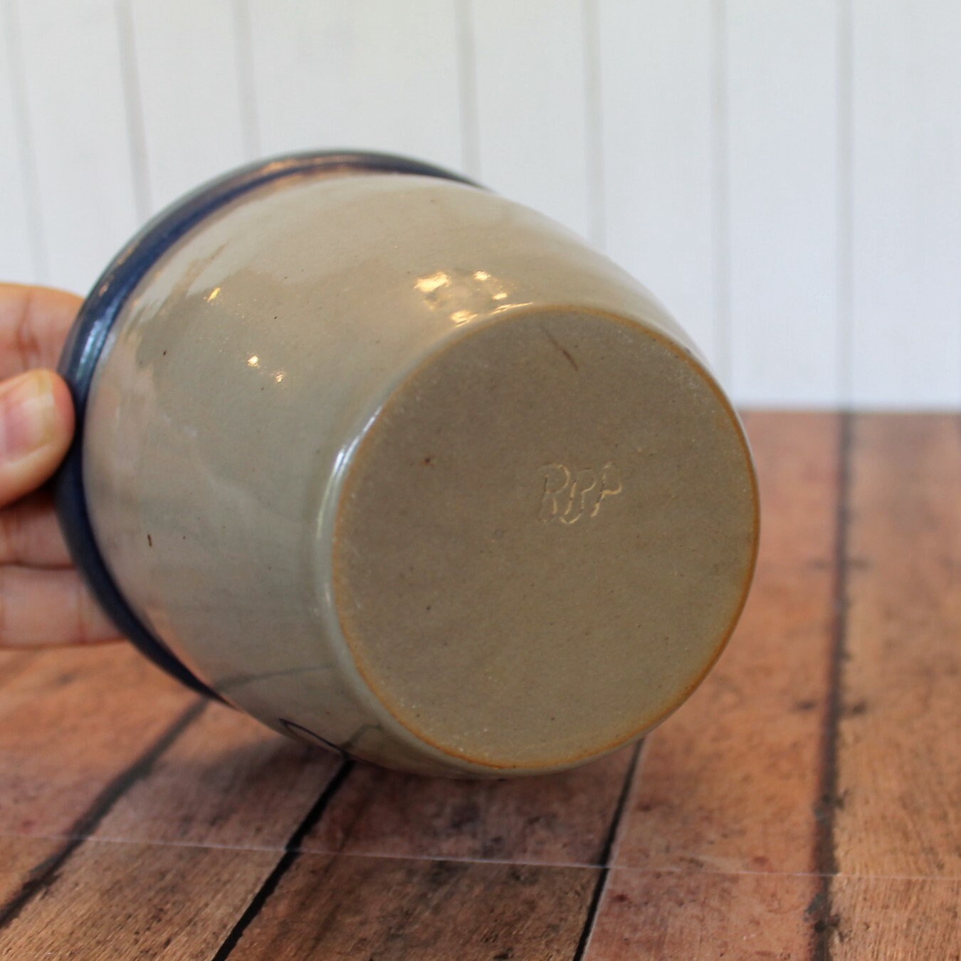 Vintage Beaumont Brothers Pottery BBP Stoneware Planter Gray and Blue ...