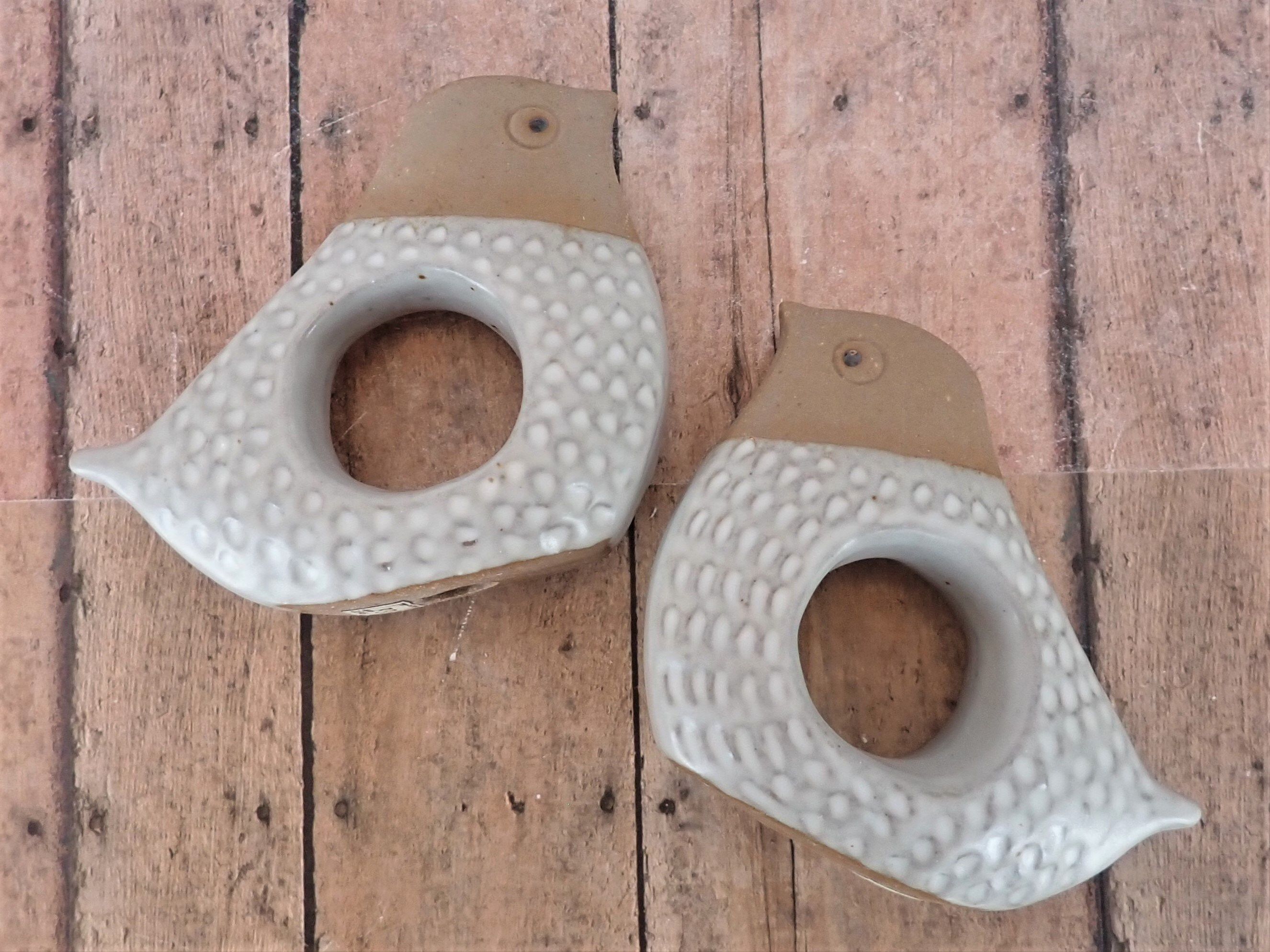 Vintage Fitz and Floyd Stoneware Bird Napkin Ring Set of 8 White and ...