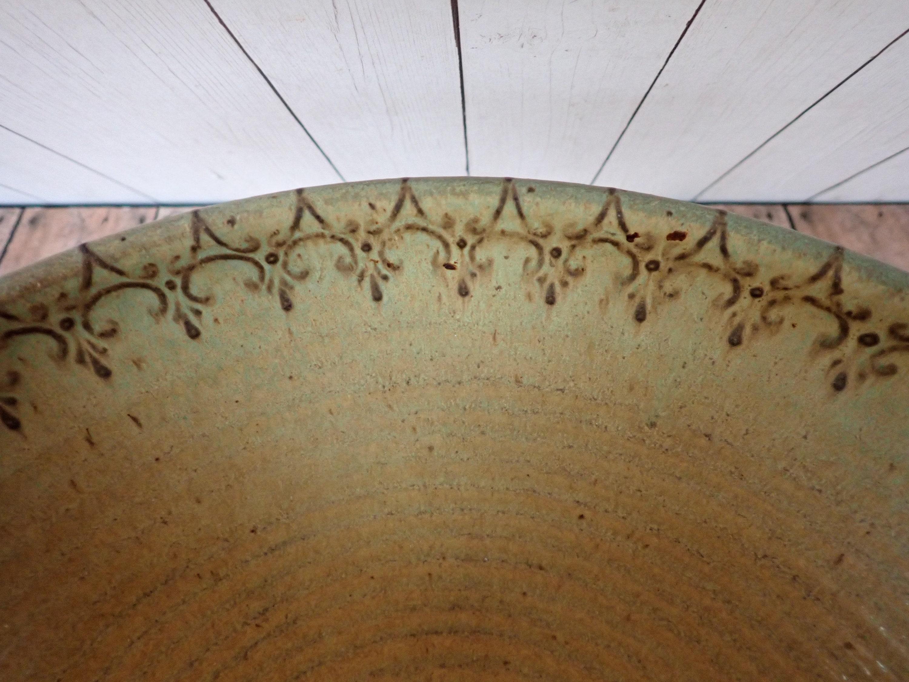 Vintage Sharon Jean Blum Pottery Mission Style Stoneware Serving Bowl ...