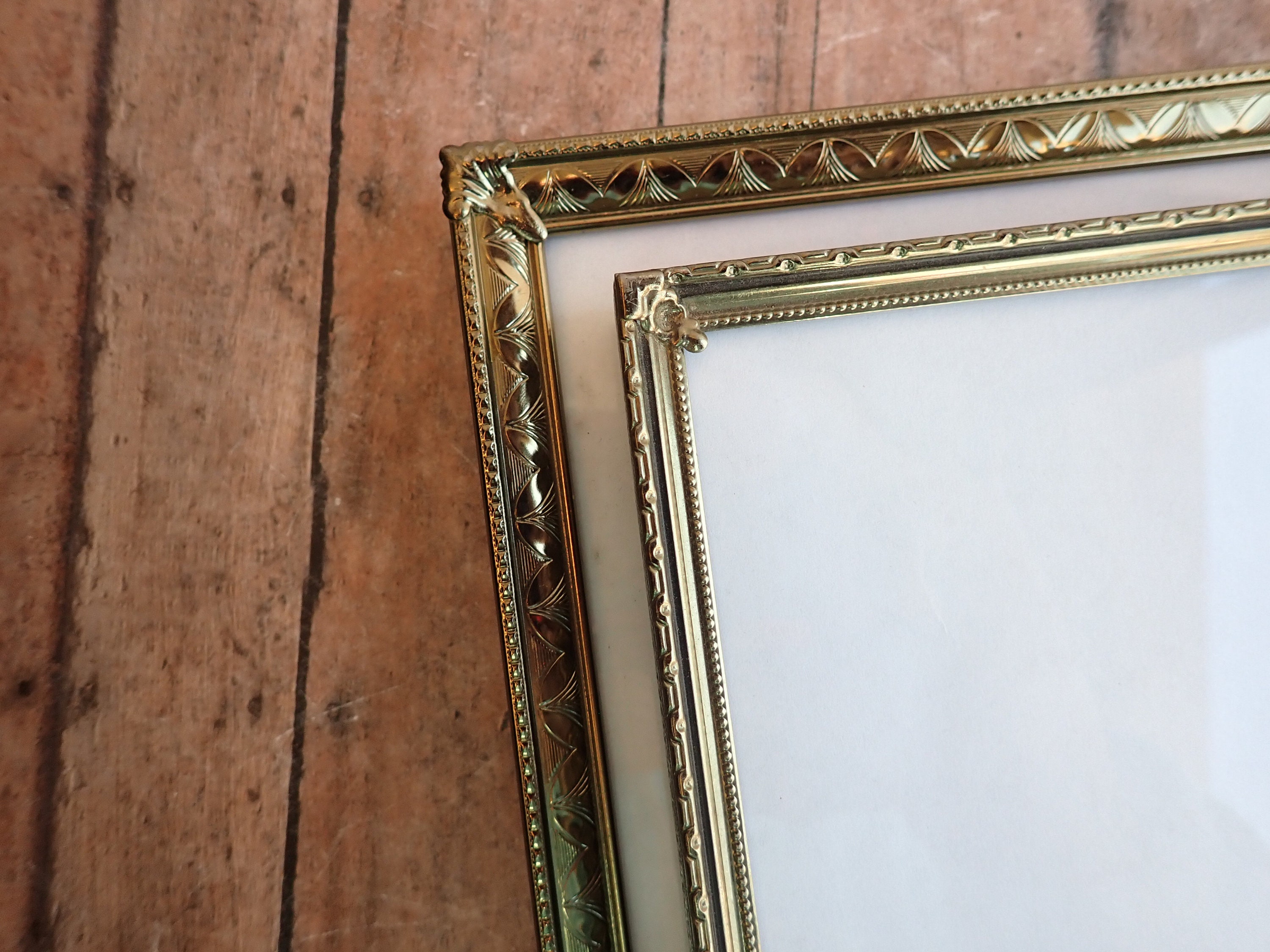 Vintage 8x10 Brass Gold Photo Picture Frame Set of 2 with Etched Design ...