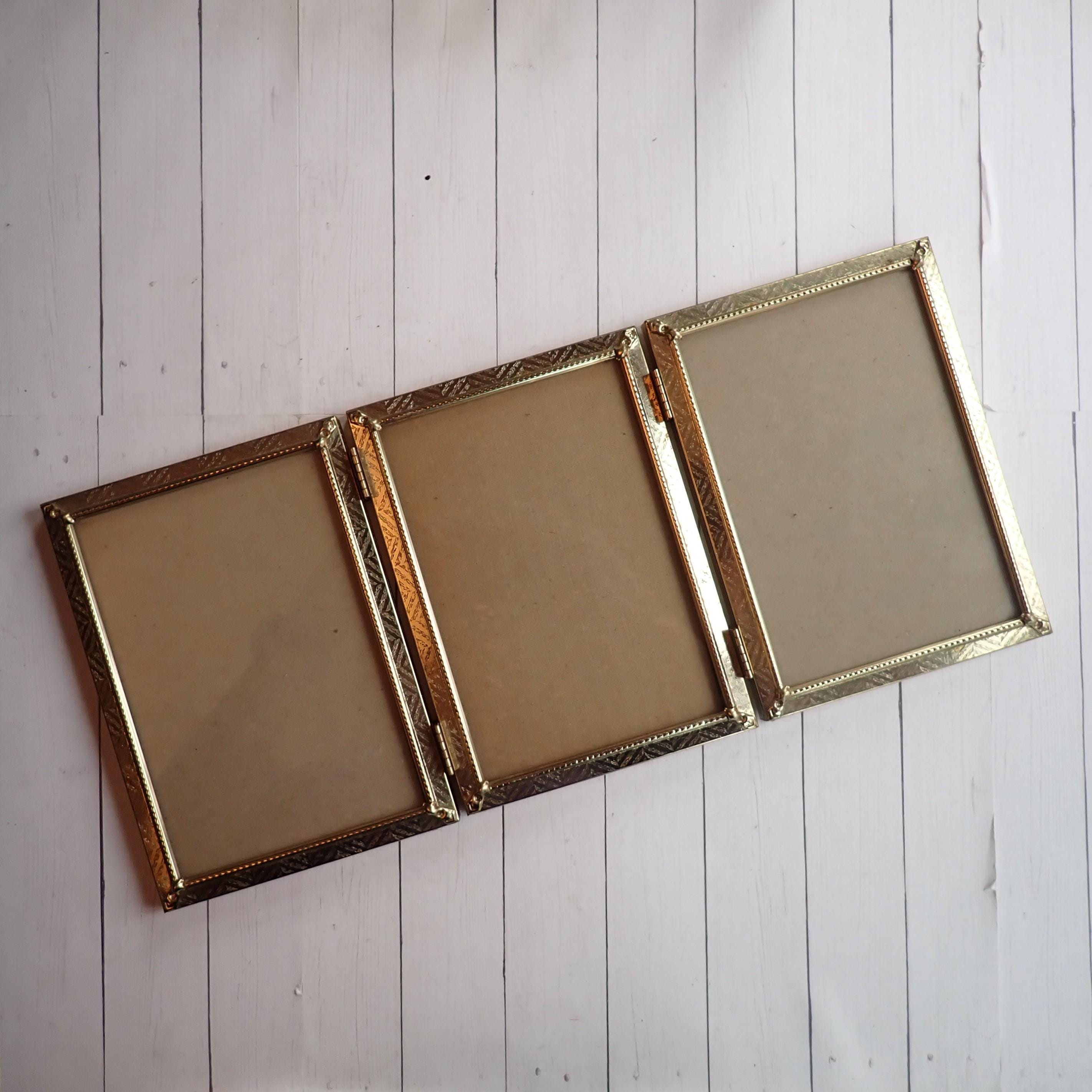 Vintage Brass Gold Metal Triple Hinged 5x7 Three Part Photo Picture ...