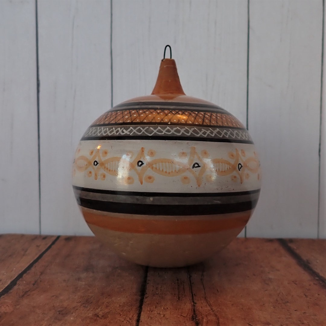 Vintage Florentino Jimon Barba Burnished Tonala Pottery Ball Ornament ...