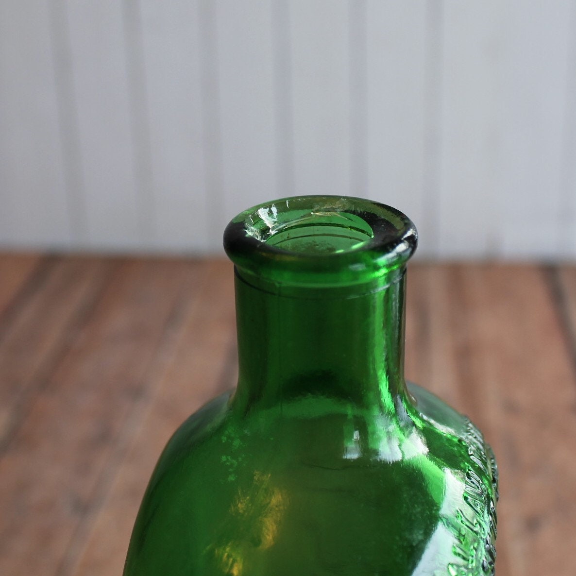 Vintage DuBouchett Green Glass Kummel Liqueur Bottle