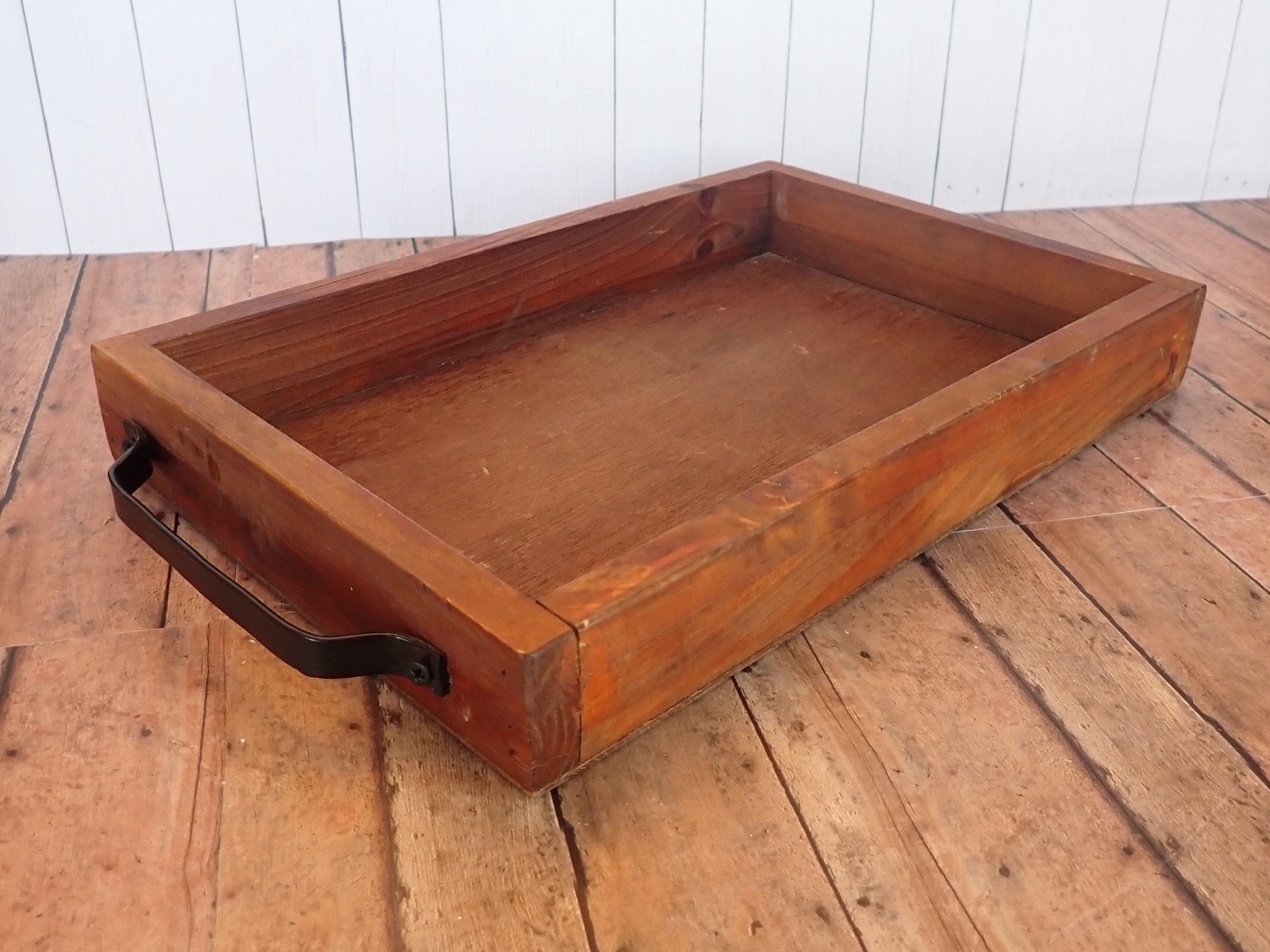 Vintage Wood Serving Tray with Handles Wooden Drink Tray or Table ...