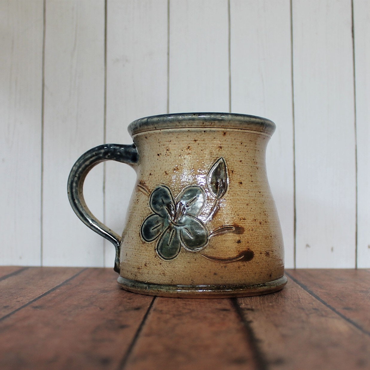 Vintage Scipio Creek Pottery Salt Glazed Stoneware Mug with Floral ...
