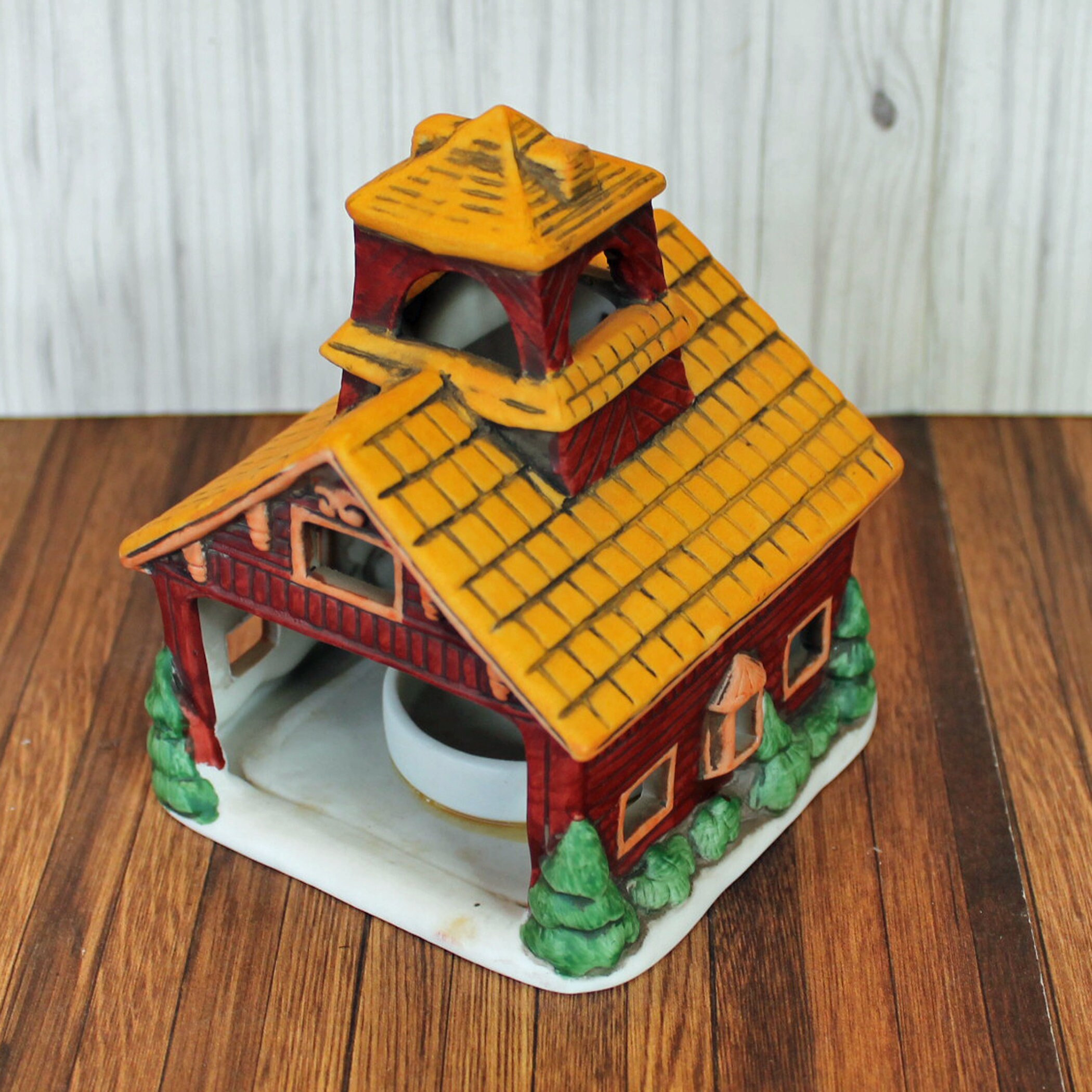 Vintage LEFTON Colonial Village School Red Brick Christmas Building ...