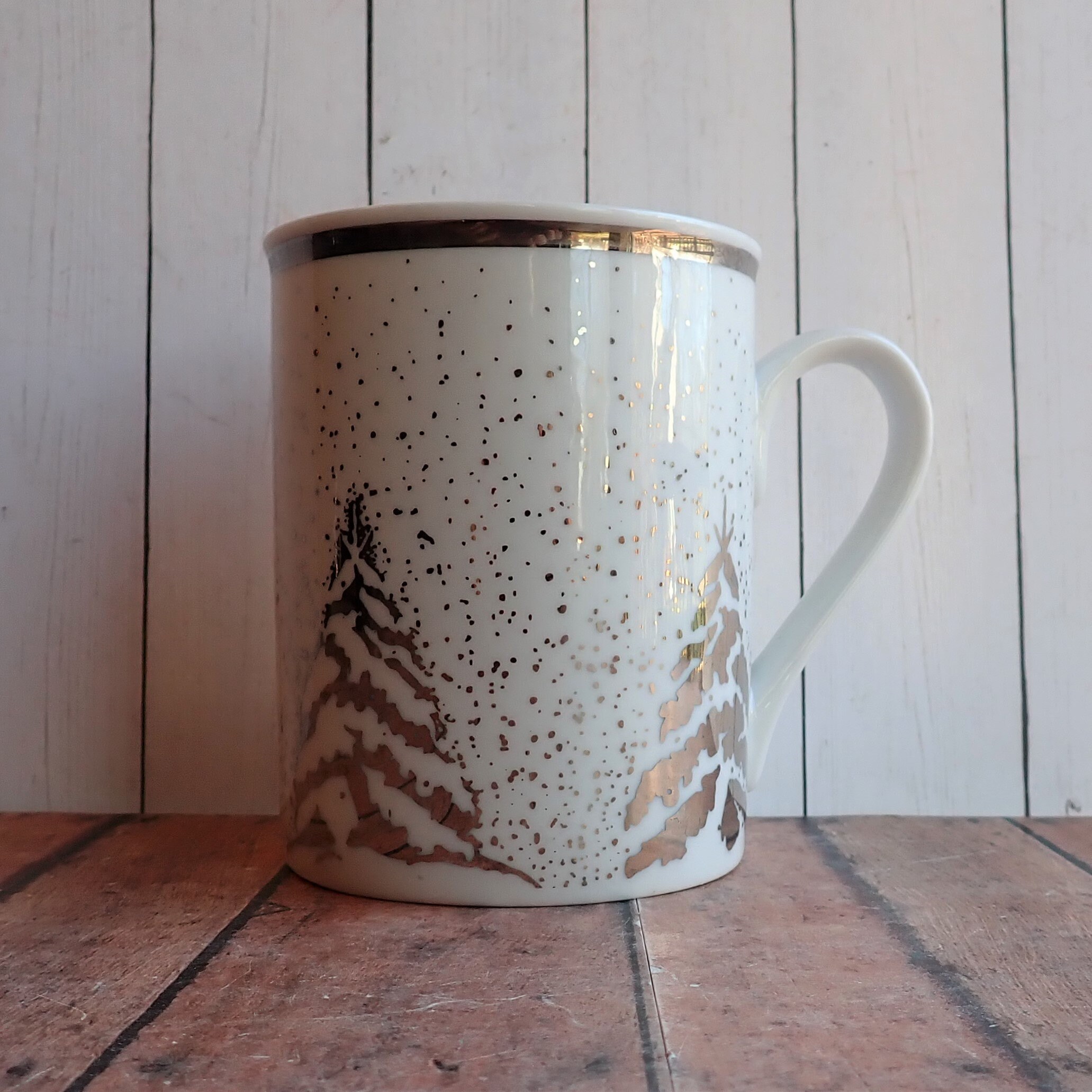 Vintage Dansk GOLDEN PINES Mug White Ceramic with Gold Pine Tree ...