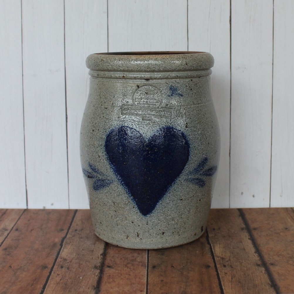 Vintage Rowe Pottery Works 1985 Salt Glazed Stoneware Crock Vase with ...