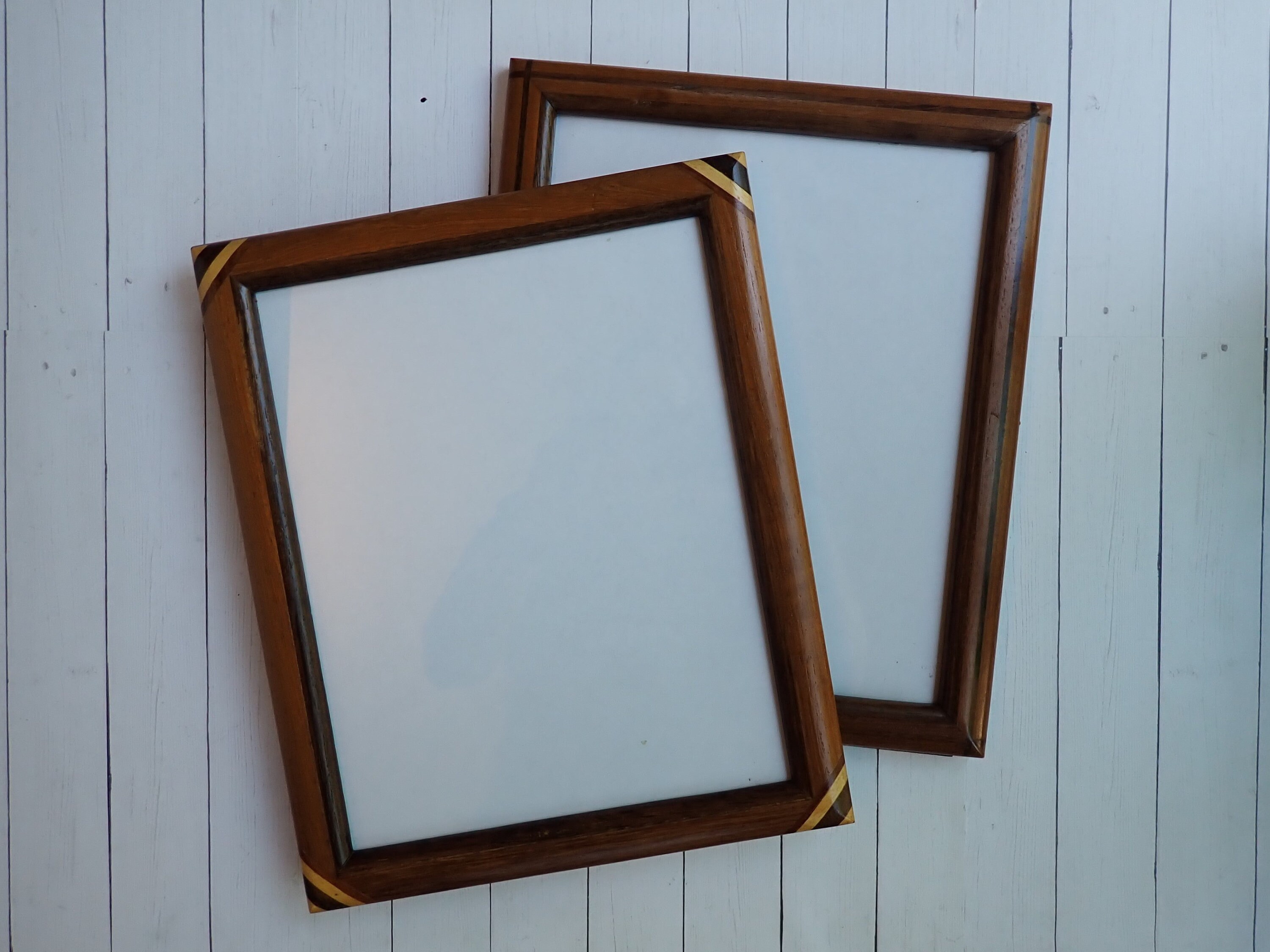 Vintage 8x10 Wood Photo Picture Frame with Wood Inlay Set of 2