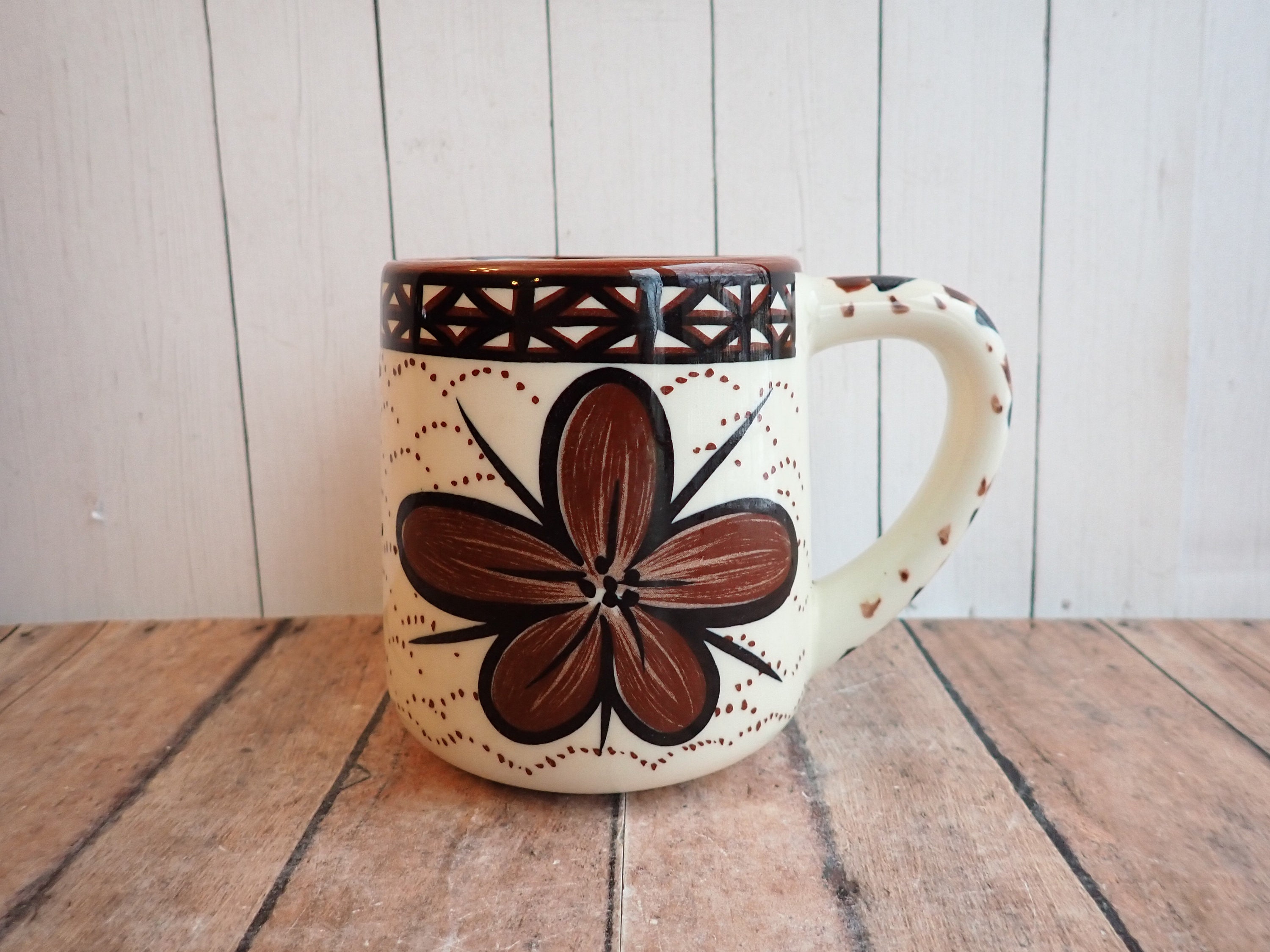 Vintage Hawaiian Ceramic Souvenir Mug Hand Made Pottery White with ...