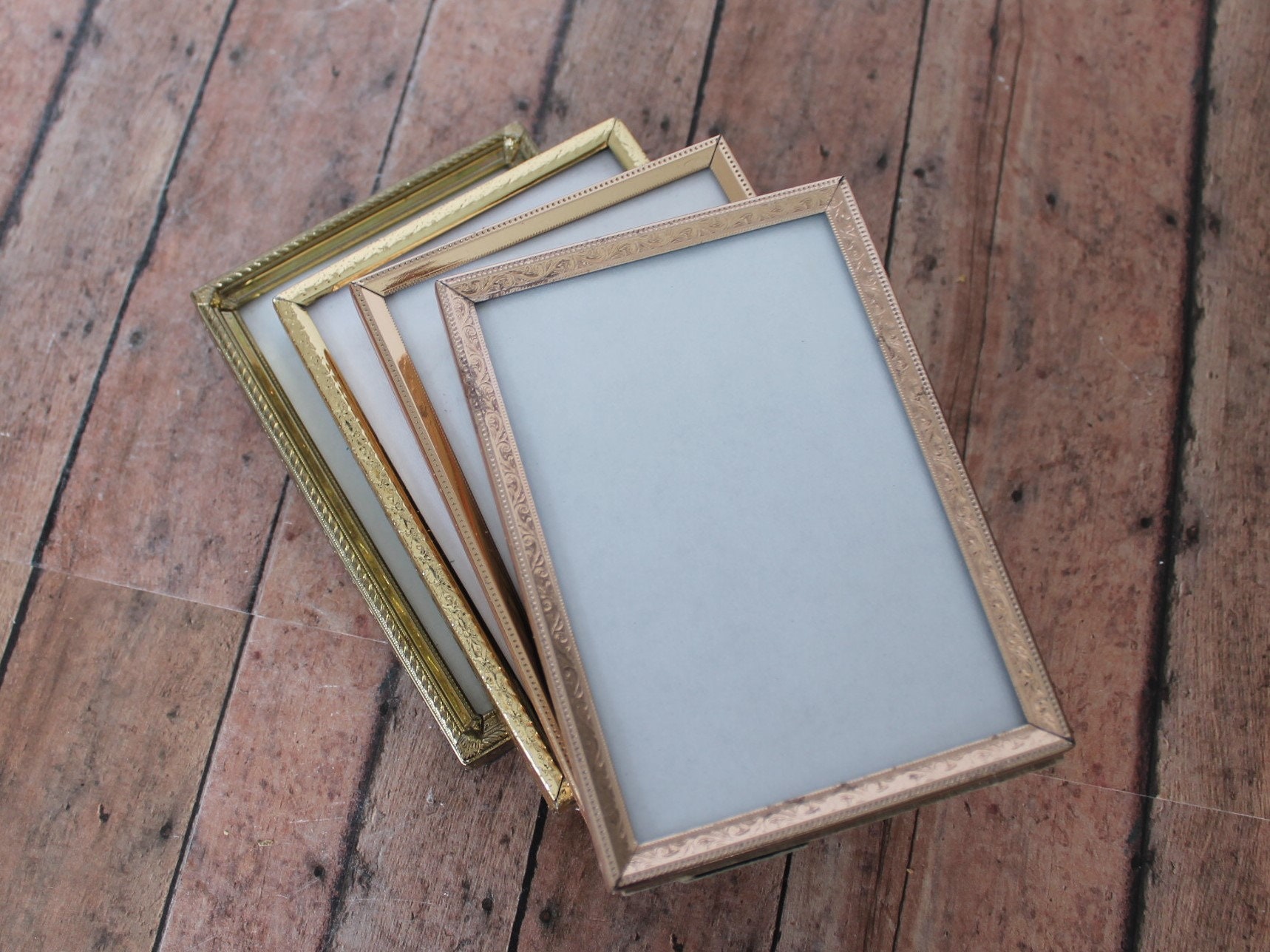 Vintage 3x5 Metal Gold Brass Colored Photo Picture Frame Set of 4 ...