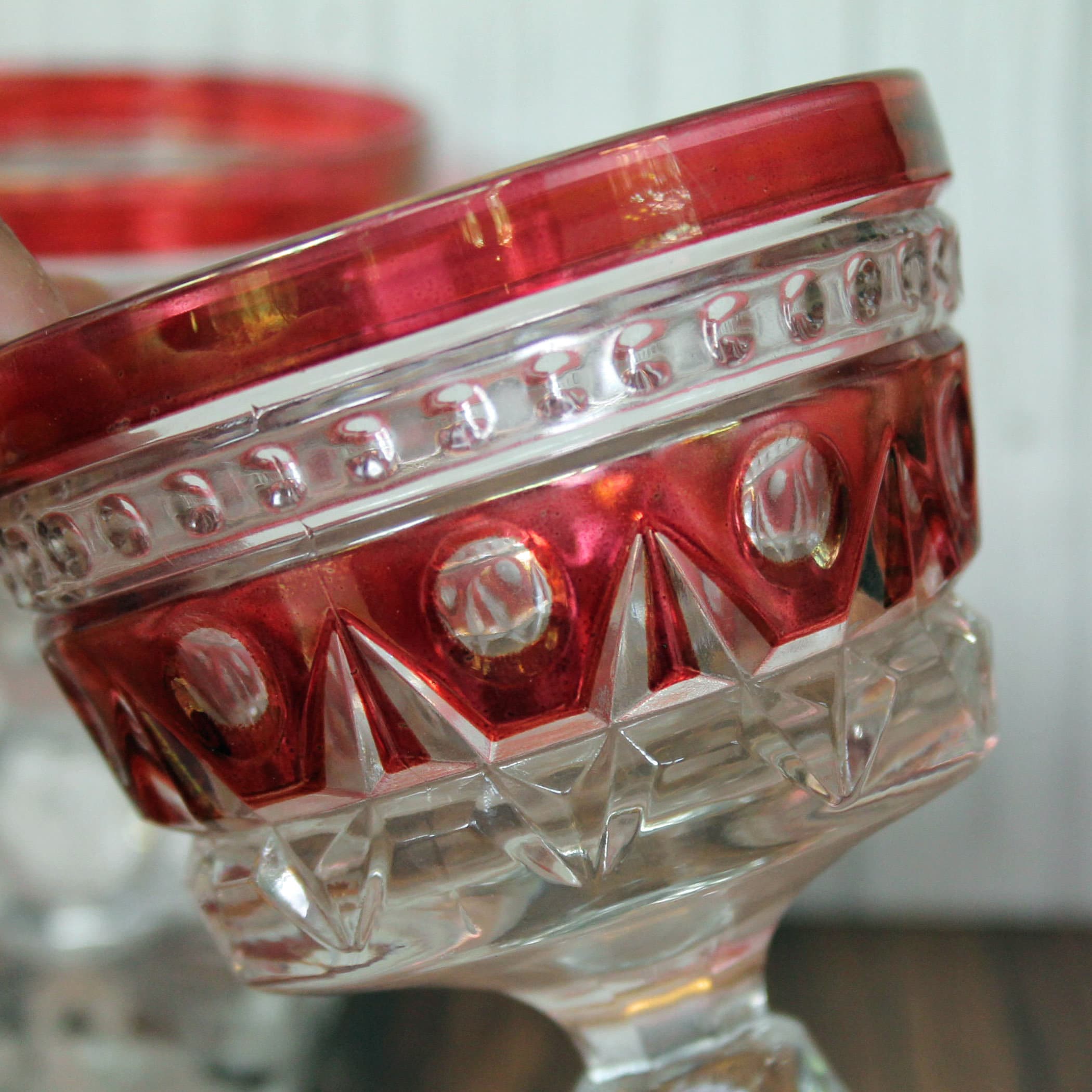 Vintage Indiana Glass Colony PARK LANE Clear Ruby Red Flashed Sherbet ...