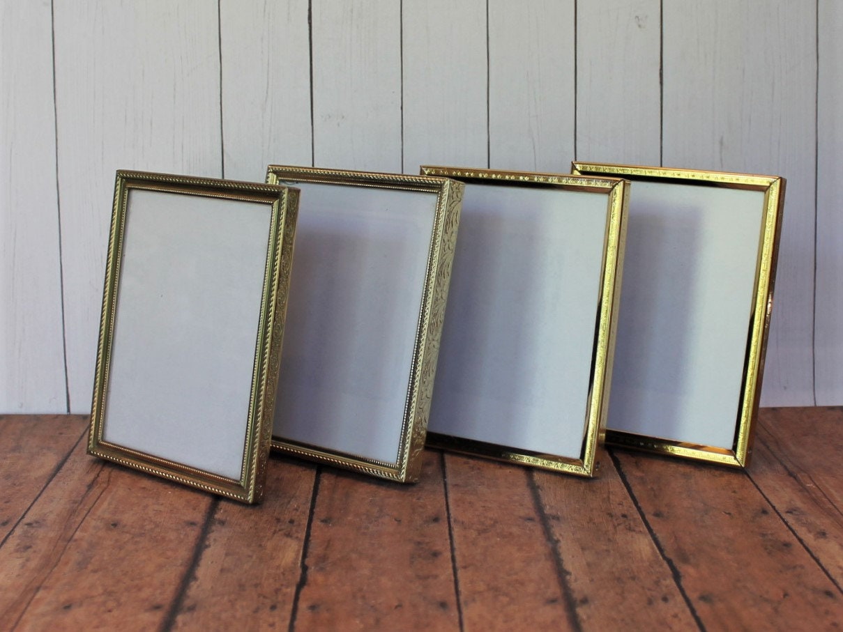 Vintage 4x5 Metal Gold Brass Colored Photo Picture Frame Set of 4 ...