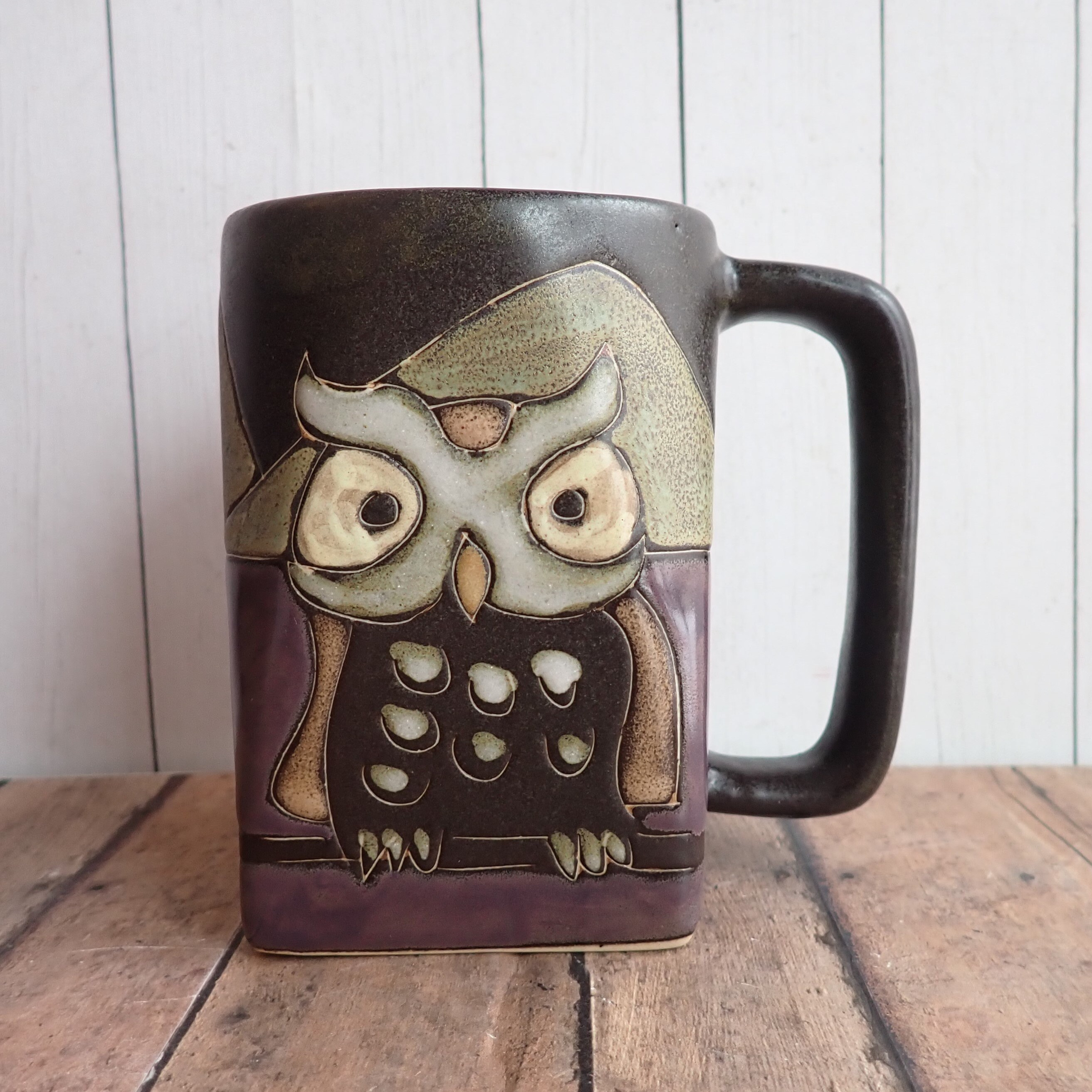 Vintage Mara Pottery Stoneware Owl Mug Made in Mexico