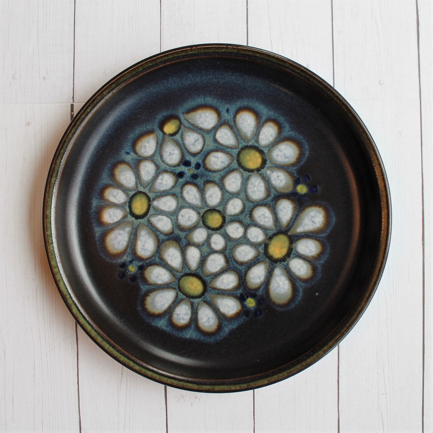 Vintage Denby KISMET BLUE 6 Bread Plate Set of 2 Blue Stoneware with ...