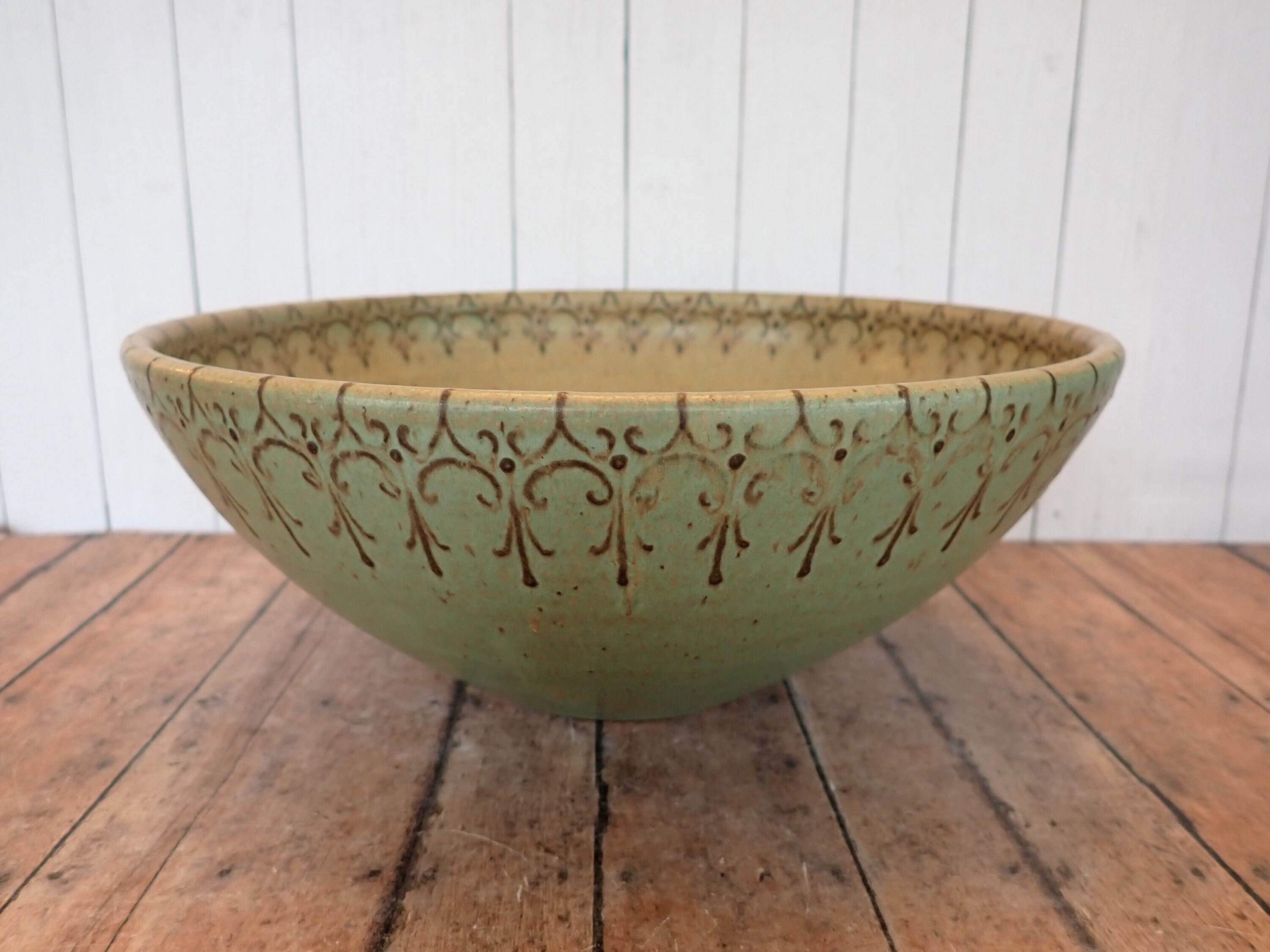 Vintage Sharon Jean Blum Pottery Mission Style Stoneware Serving Bowl ...