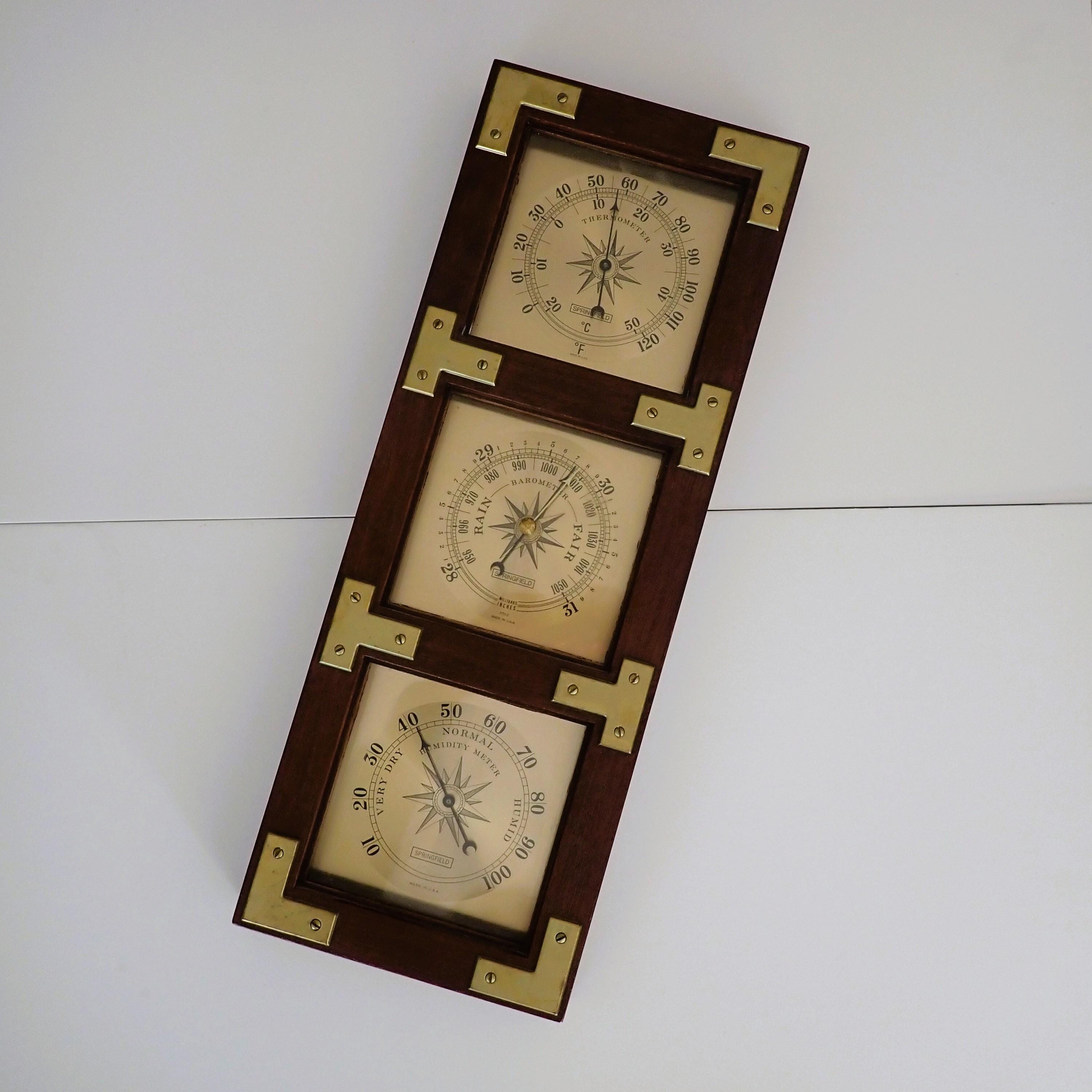 Vintage Weather Station Wall Hanging Temperature Humidity Gauge ...