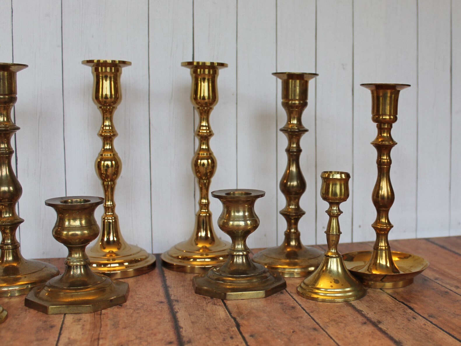 Vintage Brass Candlestick Set of 10 Matching Pairs Medium Size Wedding ...