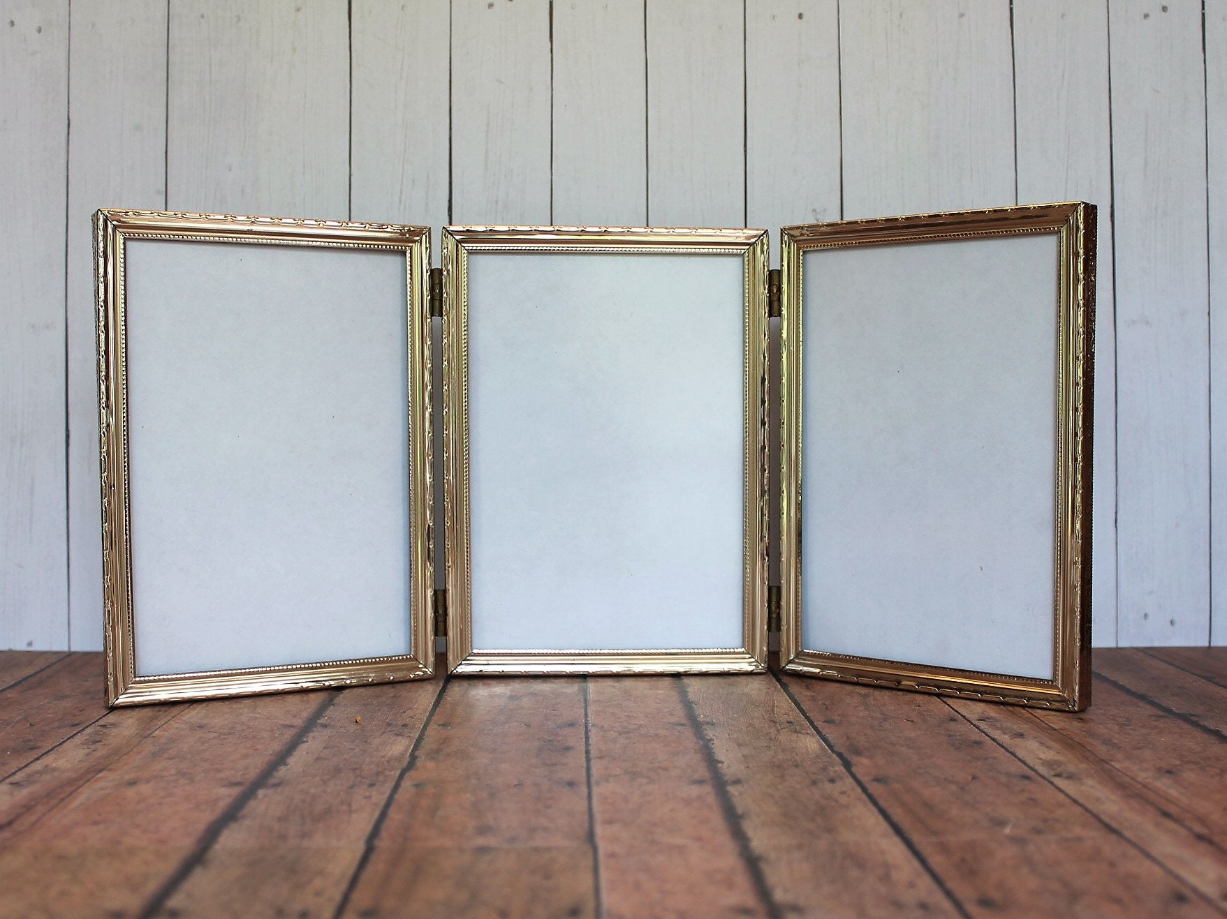 Vintage Brass Bronze Metal Triple Hinged 5x7 Three Part Photo Picture ...