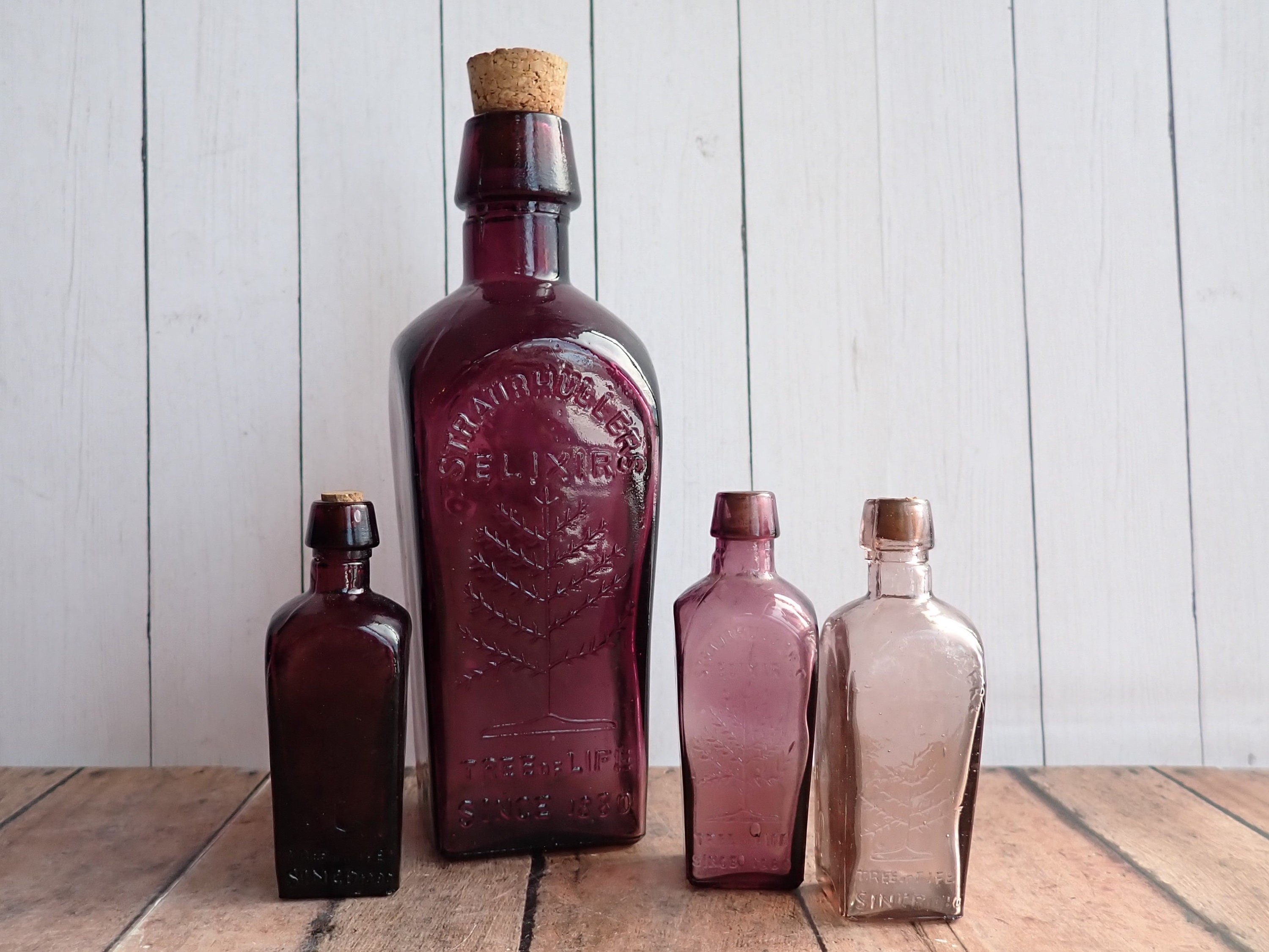 Vintage WHEATON Glass Bottles Set of 4 Purple Bottle Set Apothecary ...