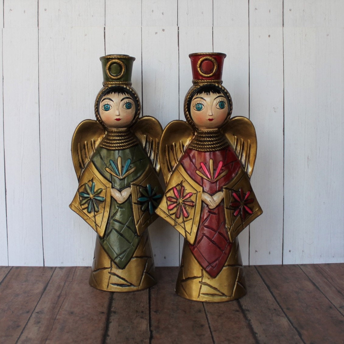 Vintage Christmas Dickson Angel Candle Holder Set of 2 Figurine Modern ...