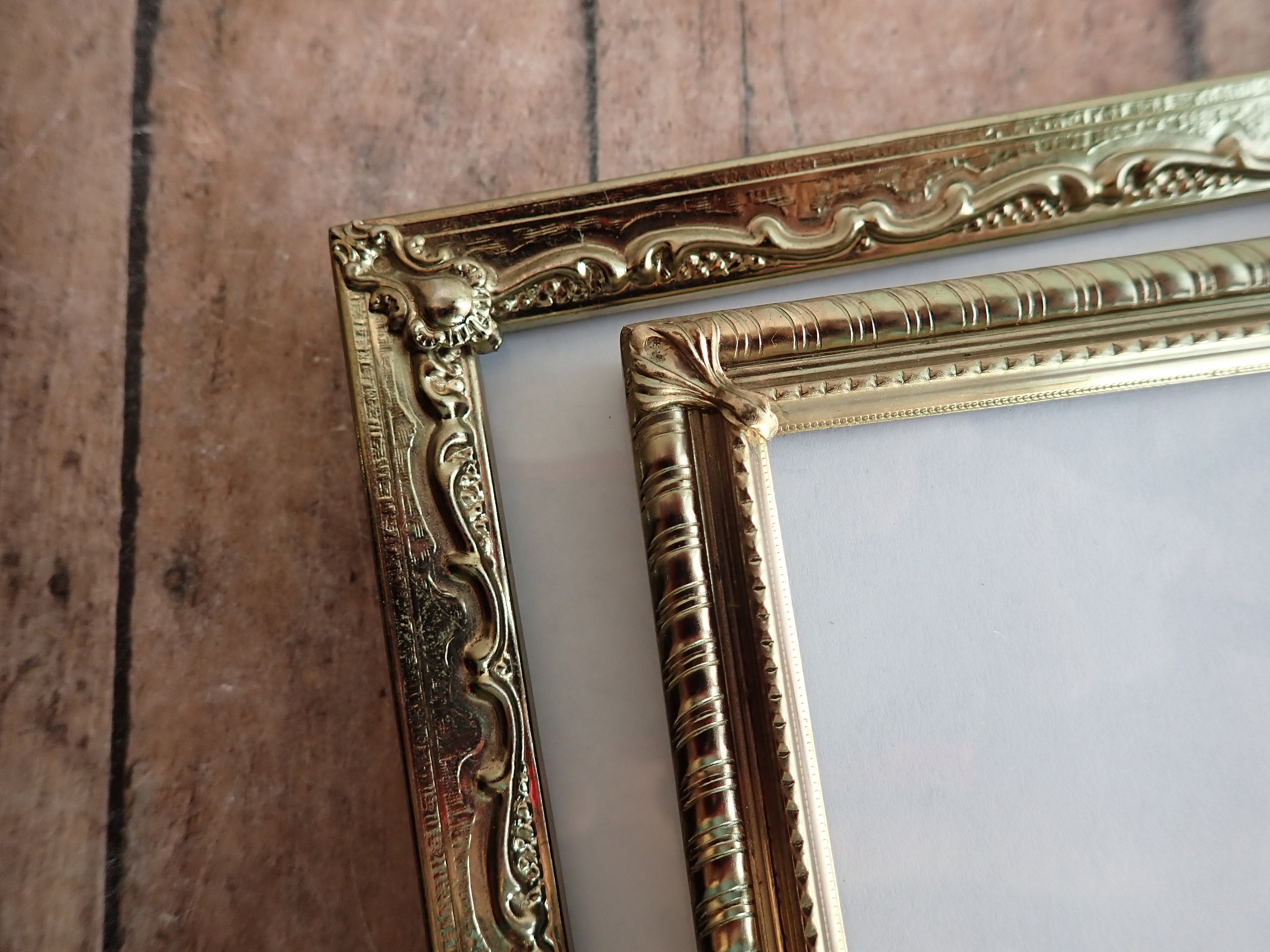 Vintage 8x10 Brass Photo Picture Frame Set of 2 with Scroll and Ribbed ...