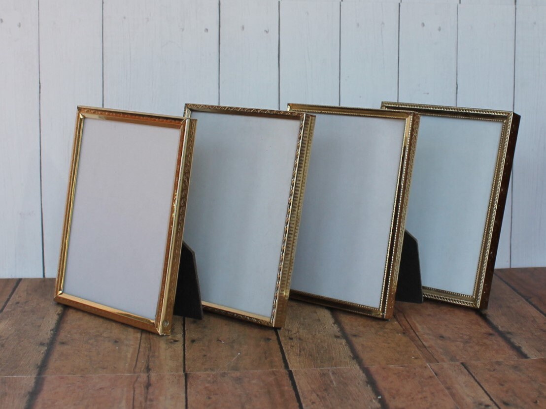 Vintage 4x5 Metal Gold Brass Colored Photo Picture Frame Set of 4 ...