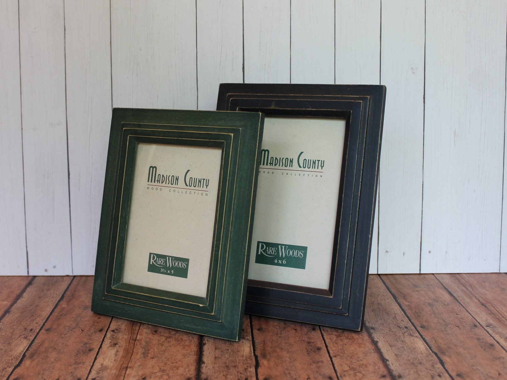 Vintage RARE WOODS Madison County 3x5 and 4x6 Picture Photo Frame Set ...