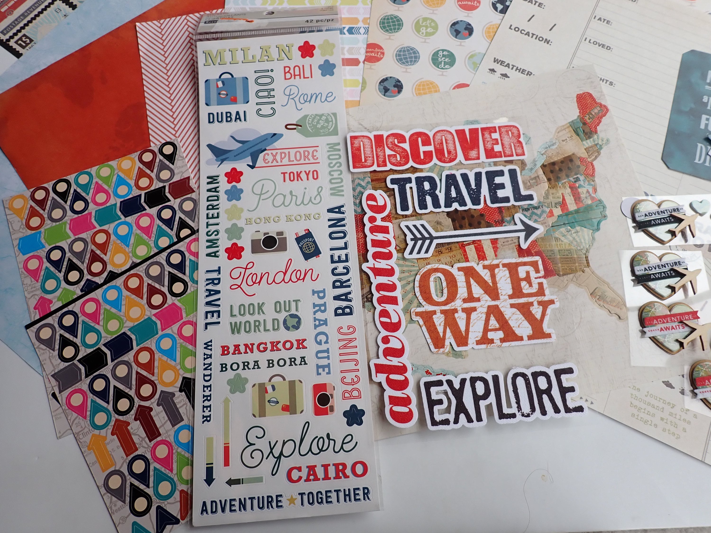 Scrapbook Travel Paper Kit 12x12 Paper Pack 20 Sheets Plus Frames ...