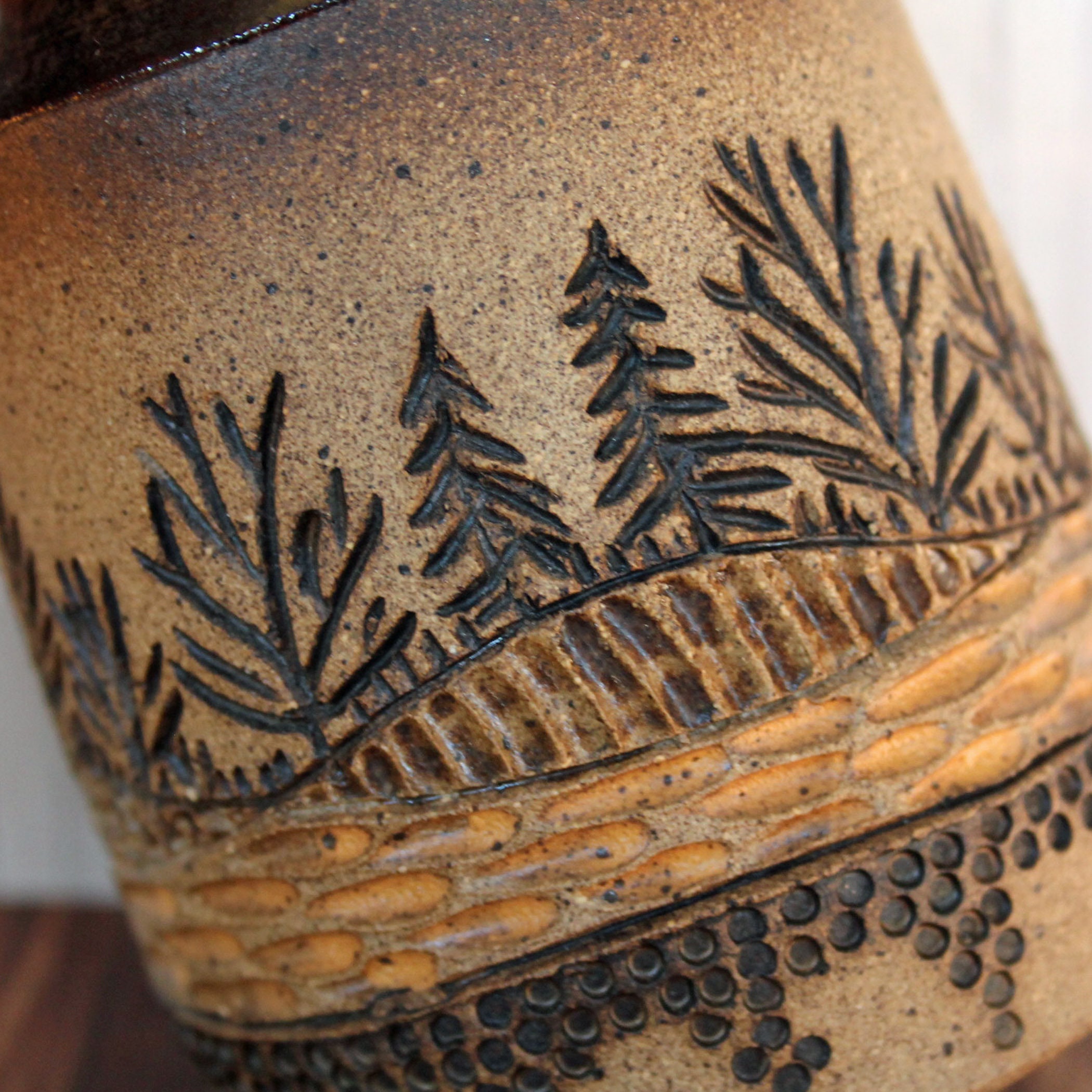 Vintage Ron Lederer Forrest Valley Pottery Stoneware Vase Brown with ...