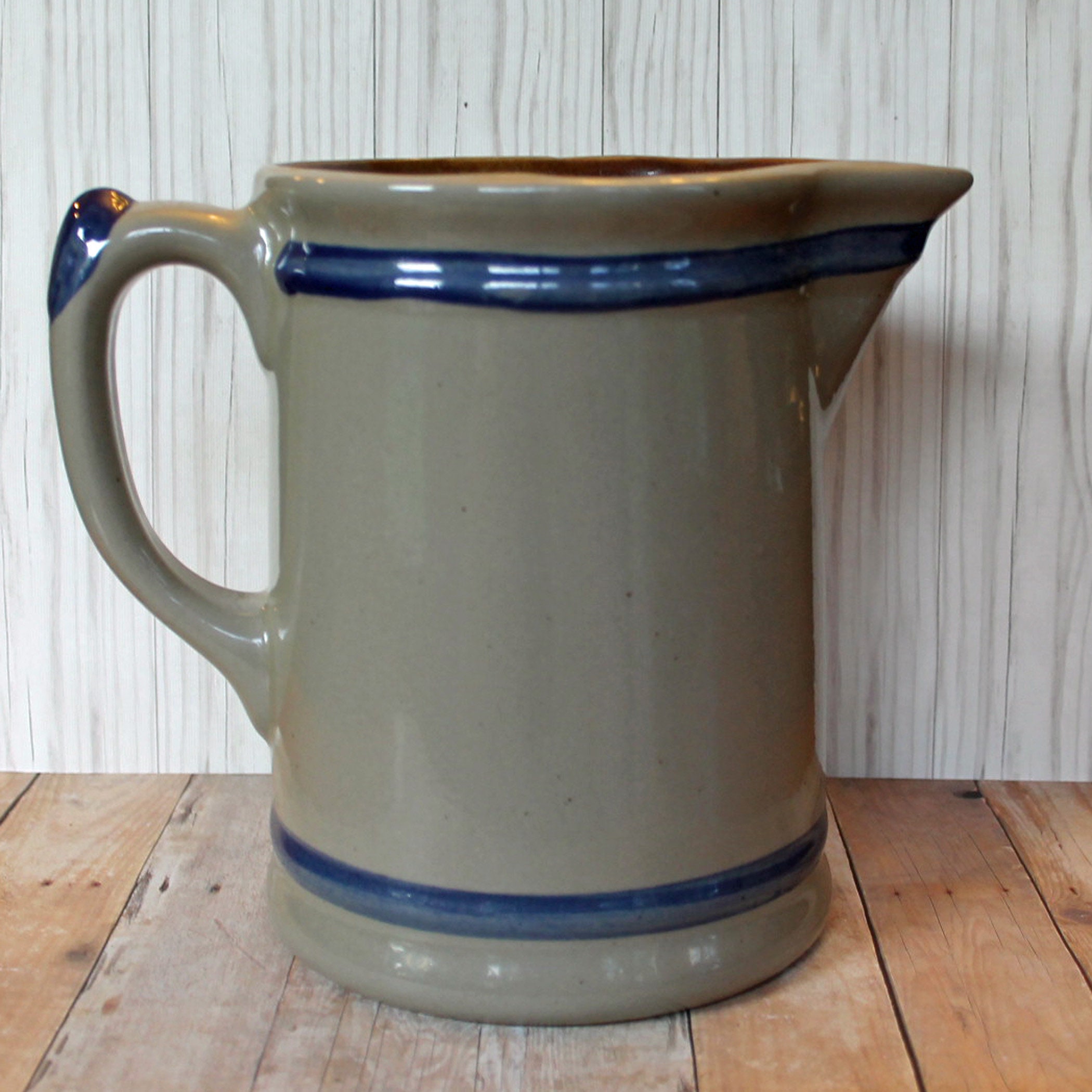 Vintage Beaumont Brothers Pottery BBP Stoneware Pitcher Gray and Blue ...