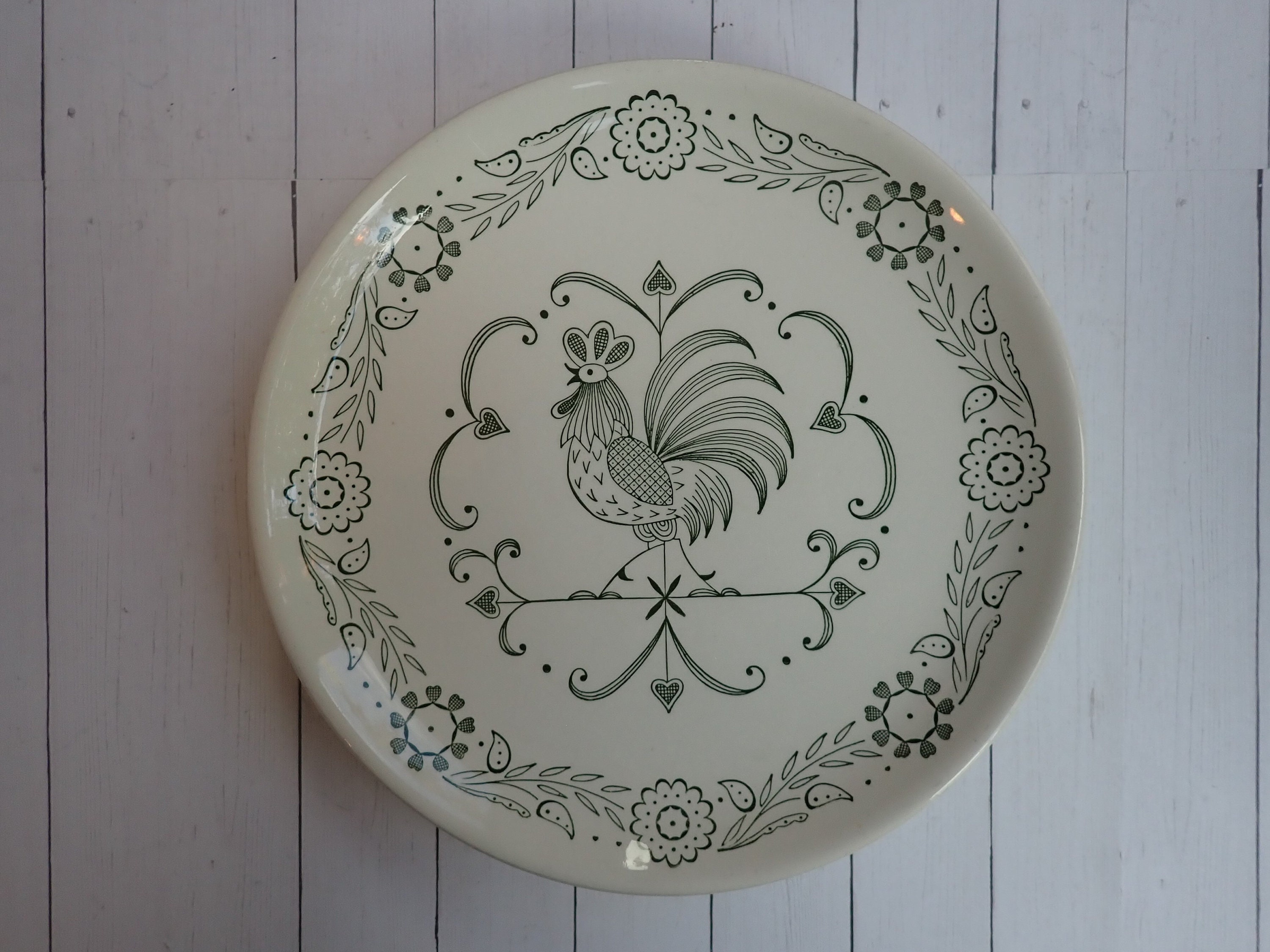 Vintage SCIO PROVINCIAL Dinner Plates Set of 4 White with Green Rooster ...