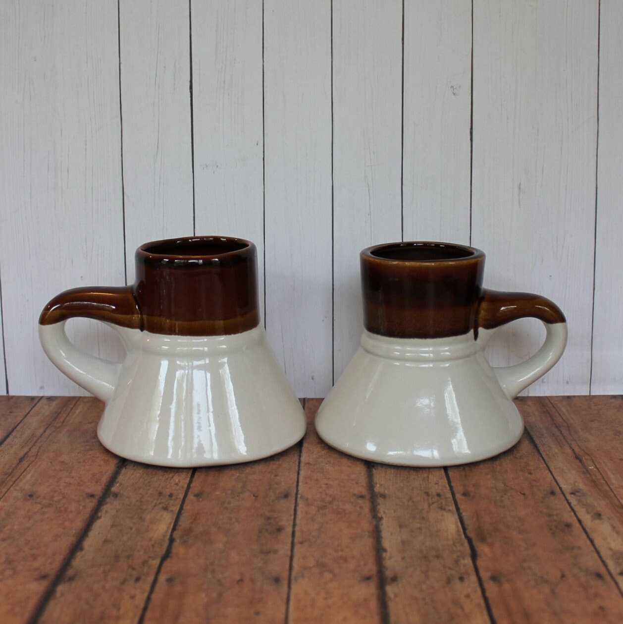 Vintage Wide Base No Spill Ceramic Stoneware Travel Mugs Pair Set of 2 ...