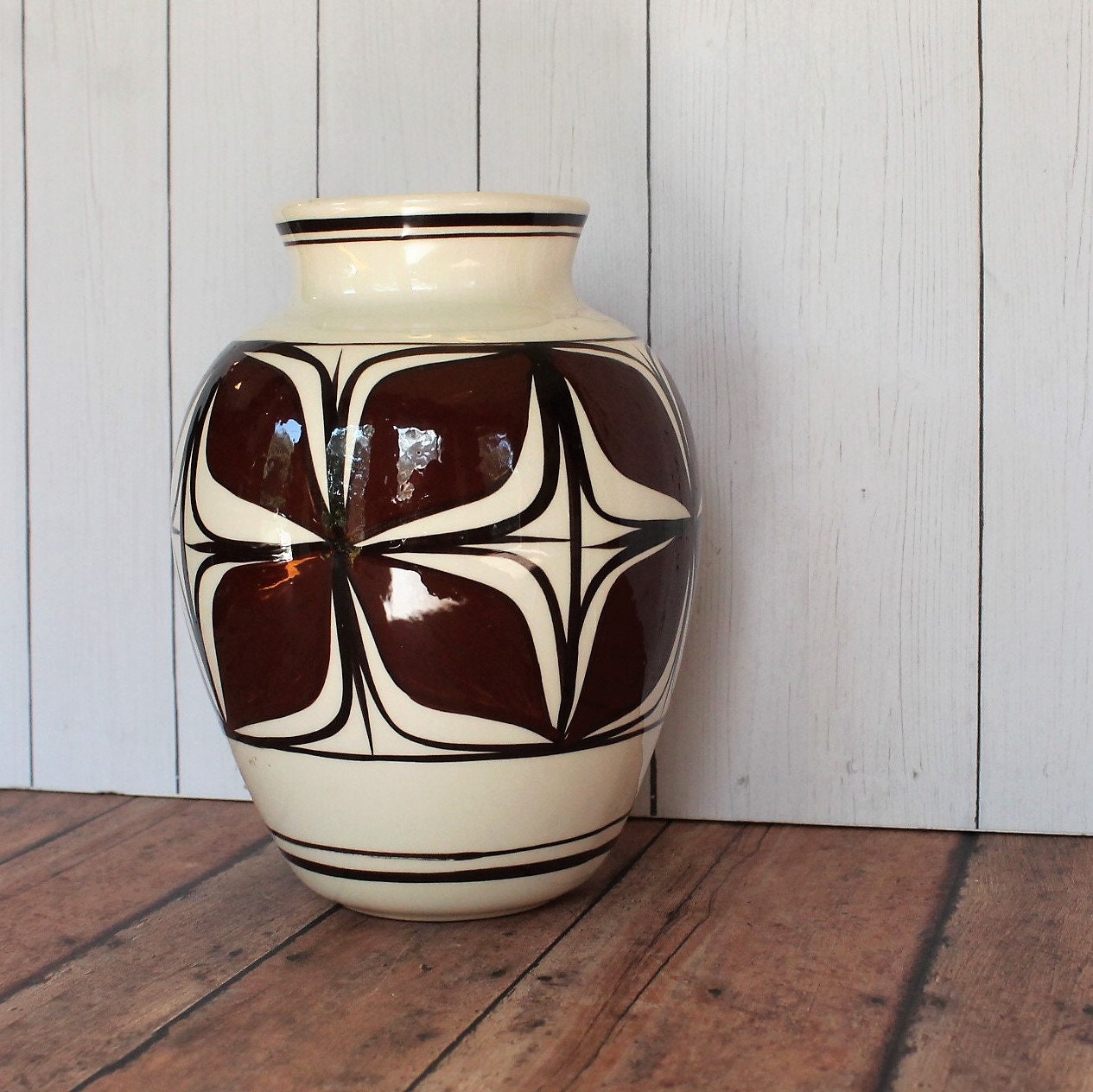 Vintage Pohaku Kiln Ceramic Hawaiian Pottery Vase White Brown Black ...
