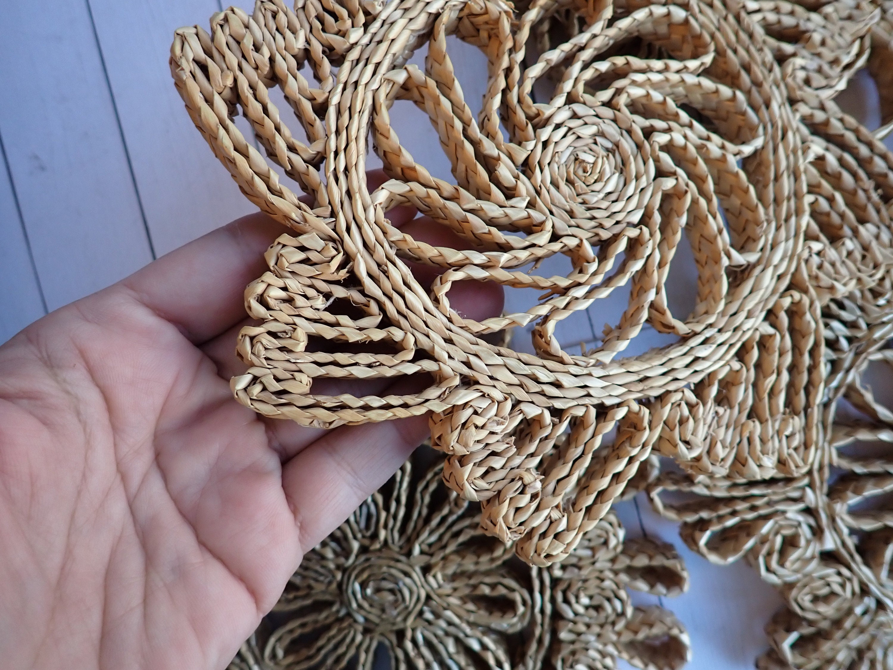 Vintage Wicker Rattan Woven Trivet Hotplate Set of 5 Beige Tan Wall ...