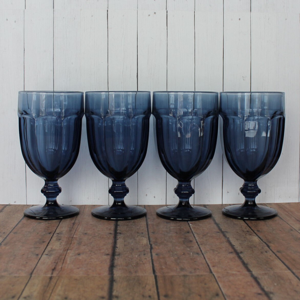 Vintage Libbey Glass GIBRALTAR Dusky Blue 7 Iced Tea Water Goblet Set ...